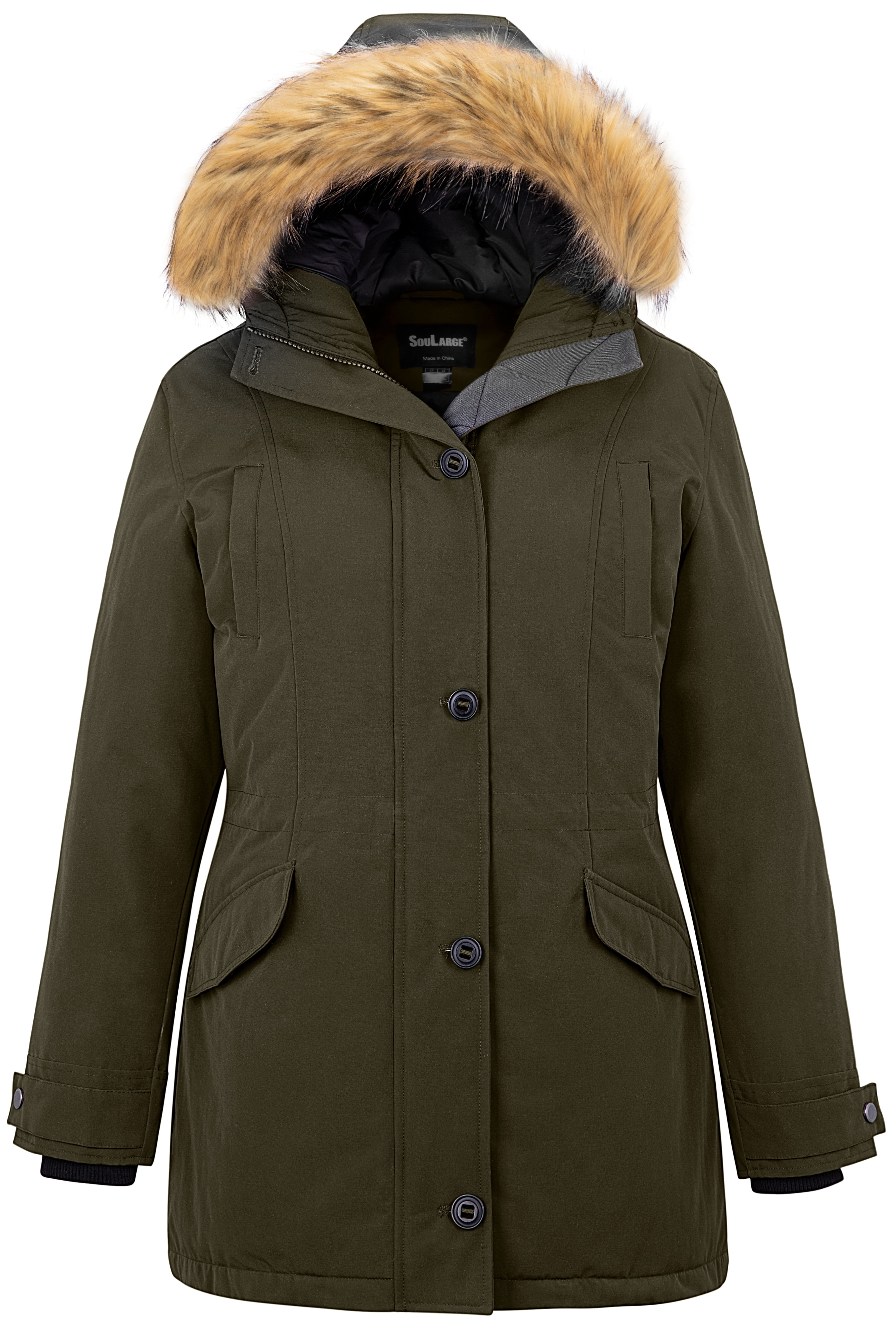 Soularge Women's Hooded Plus Size 3X Thermal Winter Parka Puffer Jacket ...
