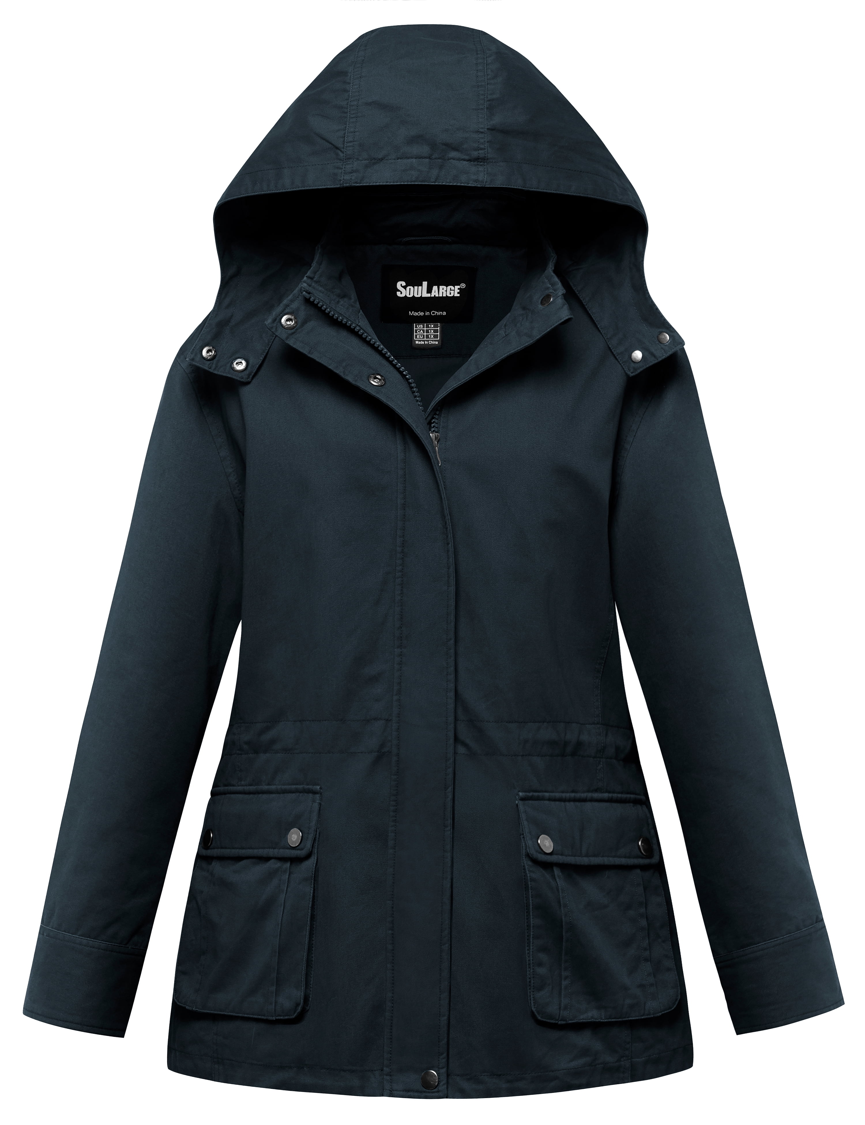 Soularge Women's Plus Size Spring Lightweight Canvas Cotton Anorak ...