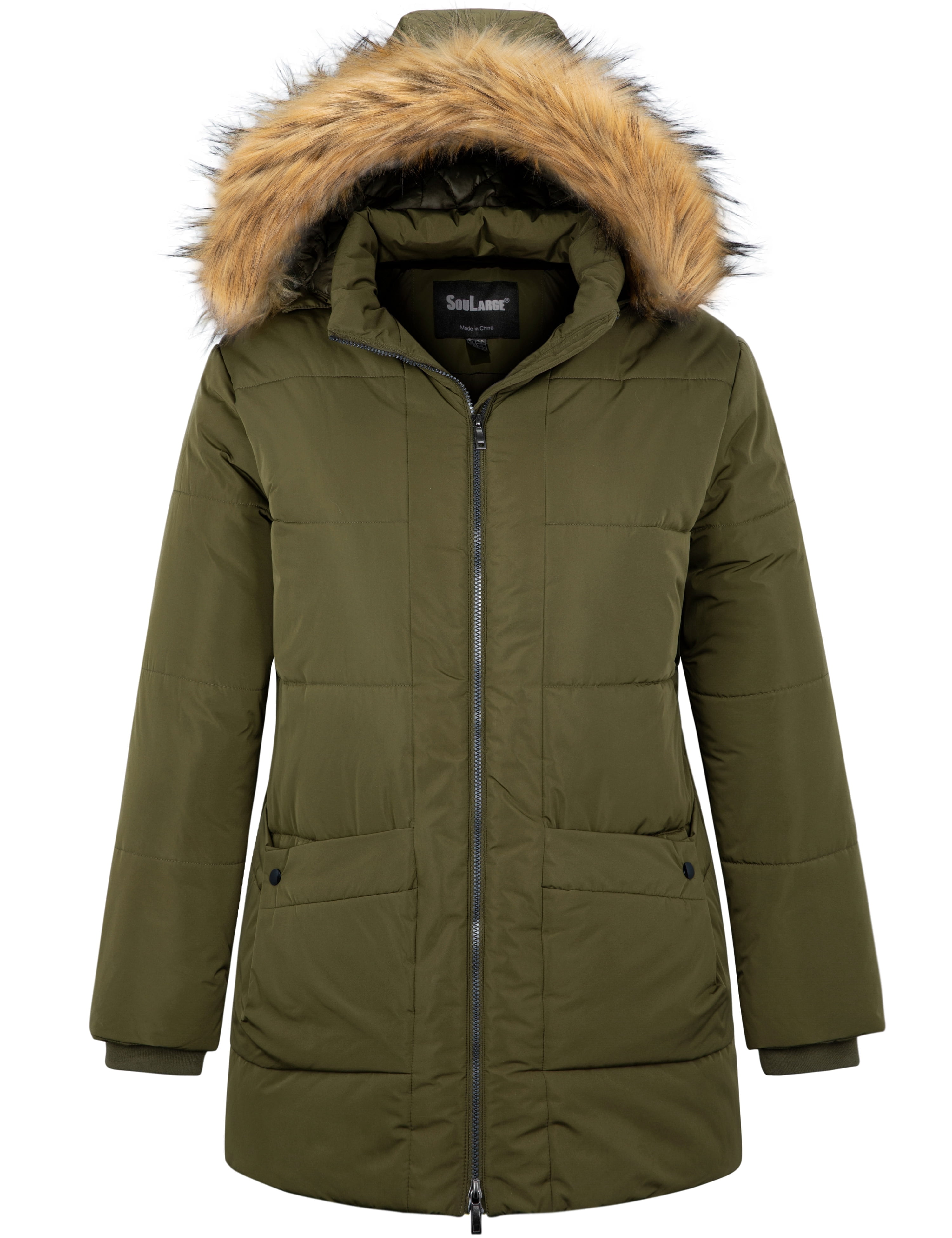 Soularge Women's Plus Size Winter Coat Warm Puffer Jacket Windproof ...