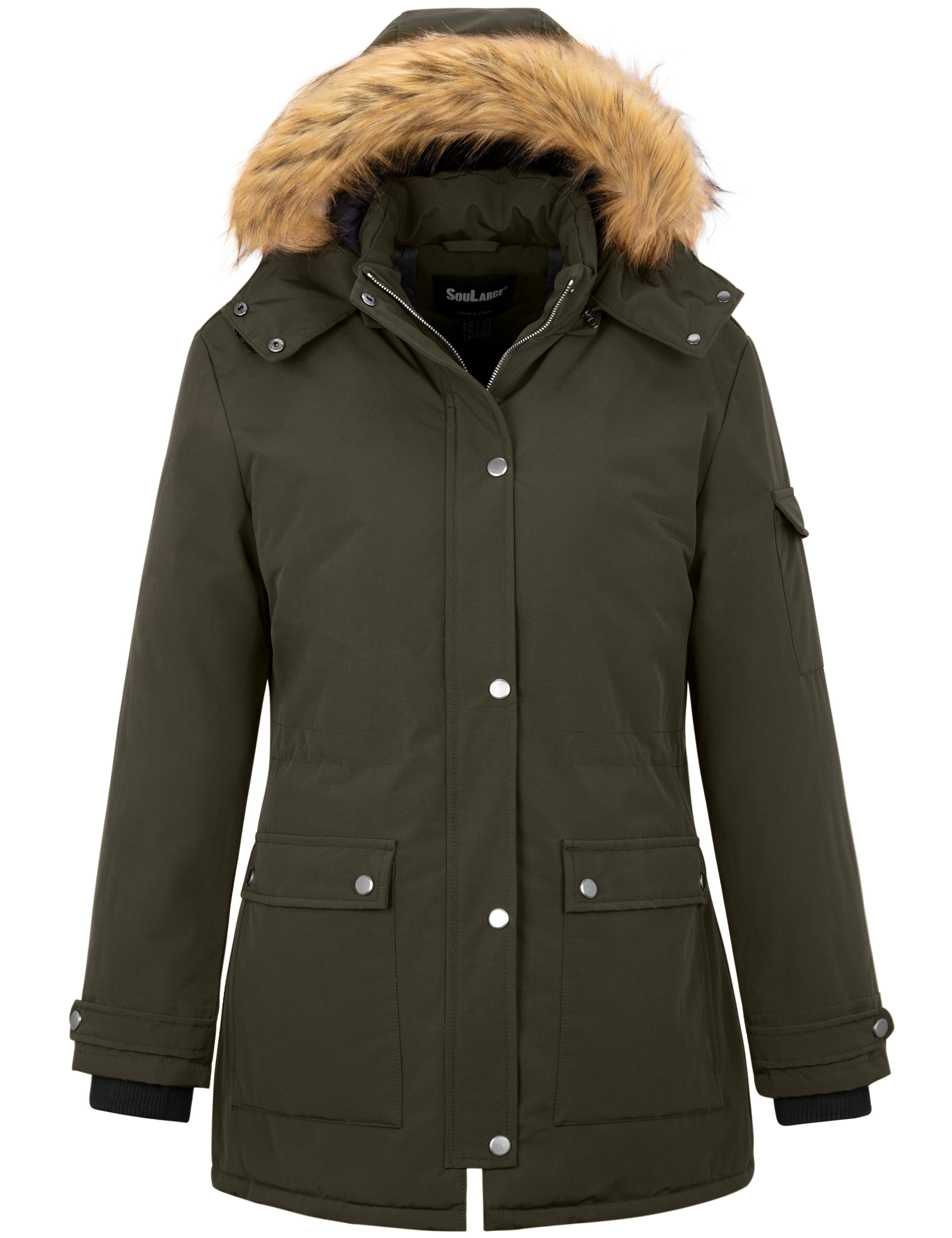 Soularge Women's Plus Size Winter Coat Warm Puffer Jacket Windproof ...