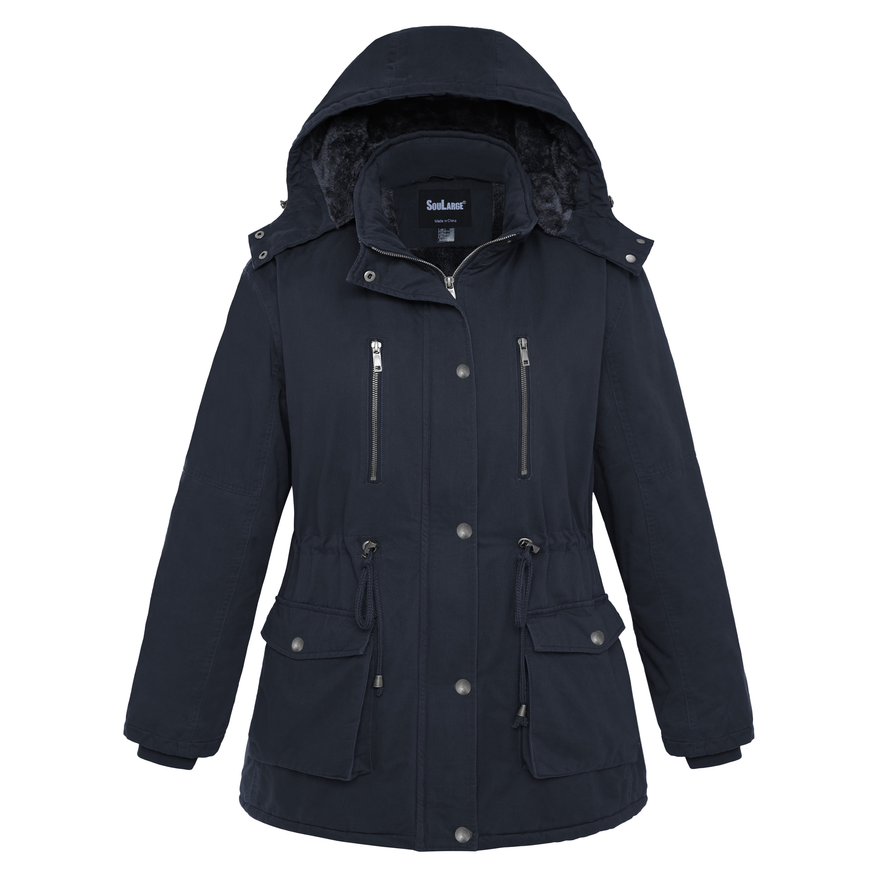 Soularge Women's Plus Size Winter Coat Quilted Puffer Jacket with Hood ...