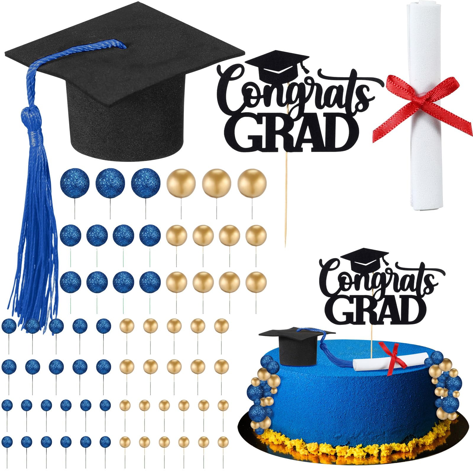 Soulchen 111 Pcs Graduation IFF17 Cake Decoration Kit Ball Cake Topper ...