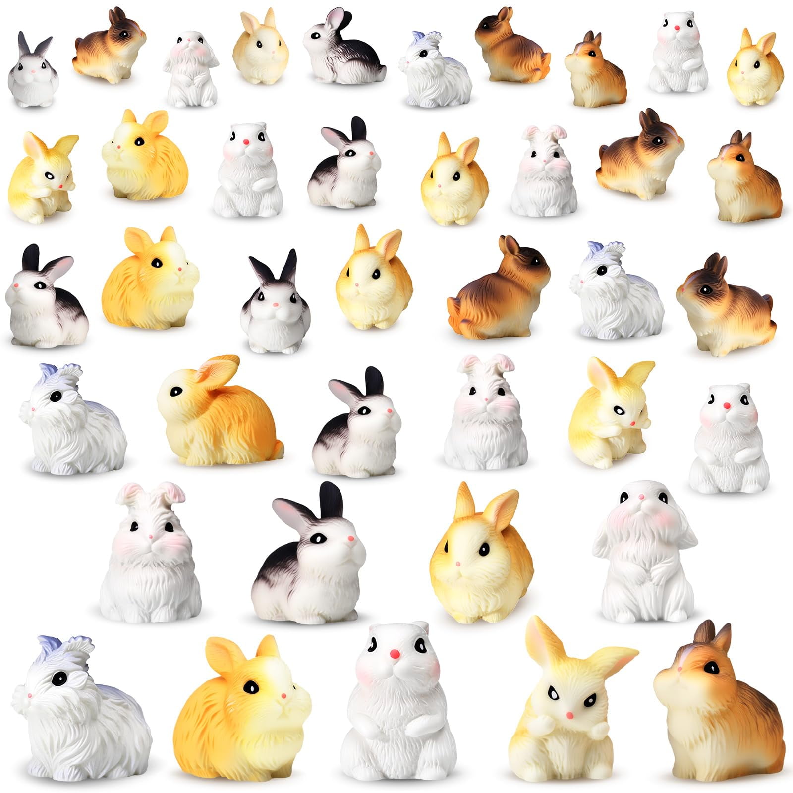 Soulchen 40 Pcs Mini Resin Rabbits Figurines Easter Tiny Plastic Bunny ...