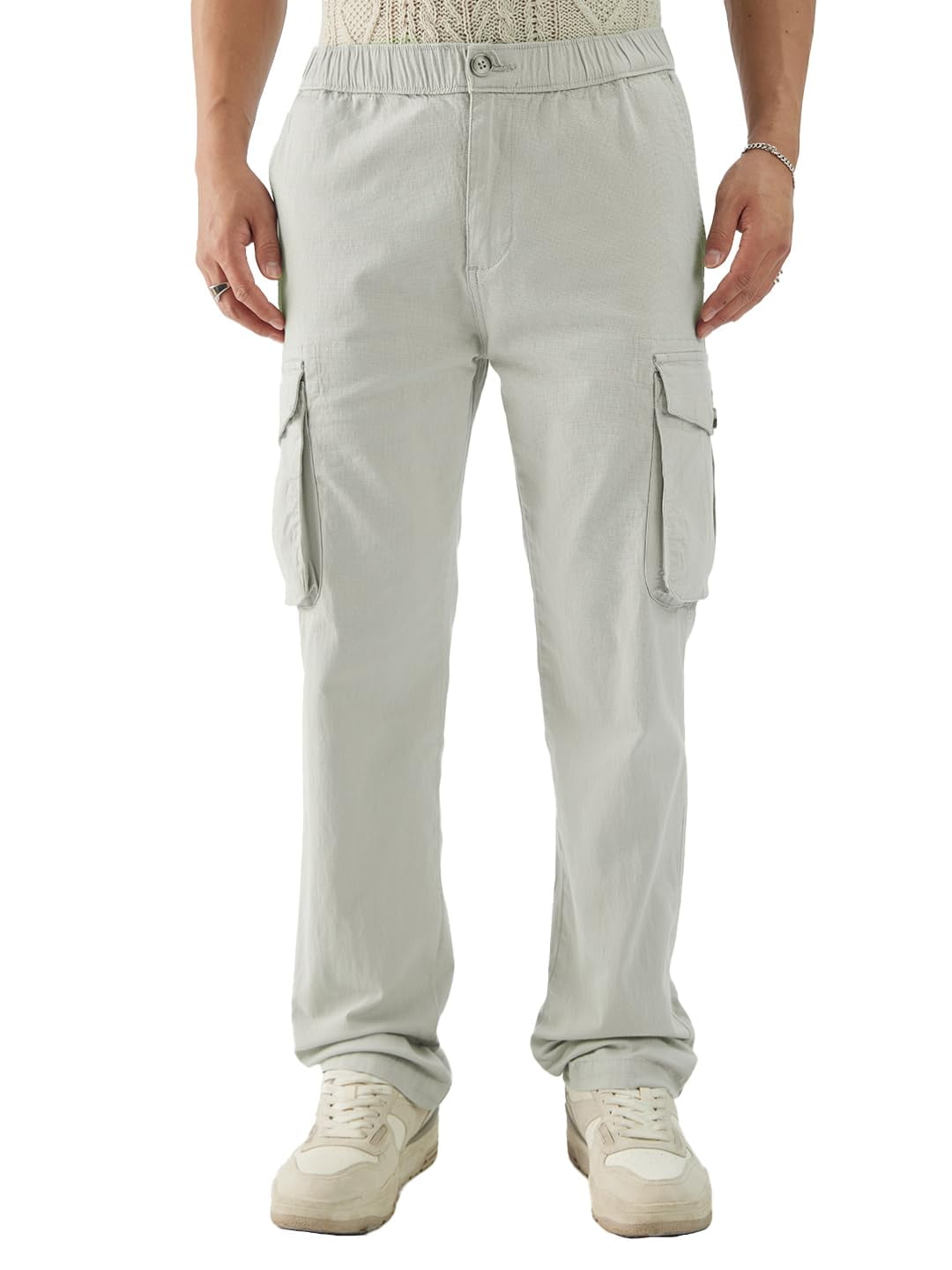 The Souled Store Solids: Storm Grey Men And Boys Regular Fit Cargo ...