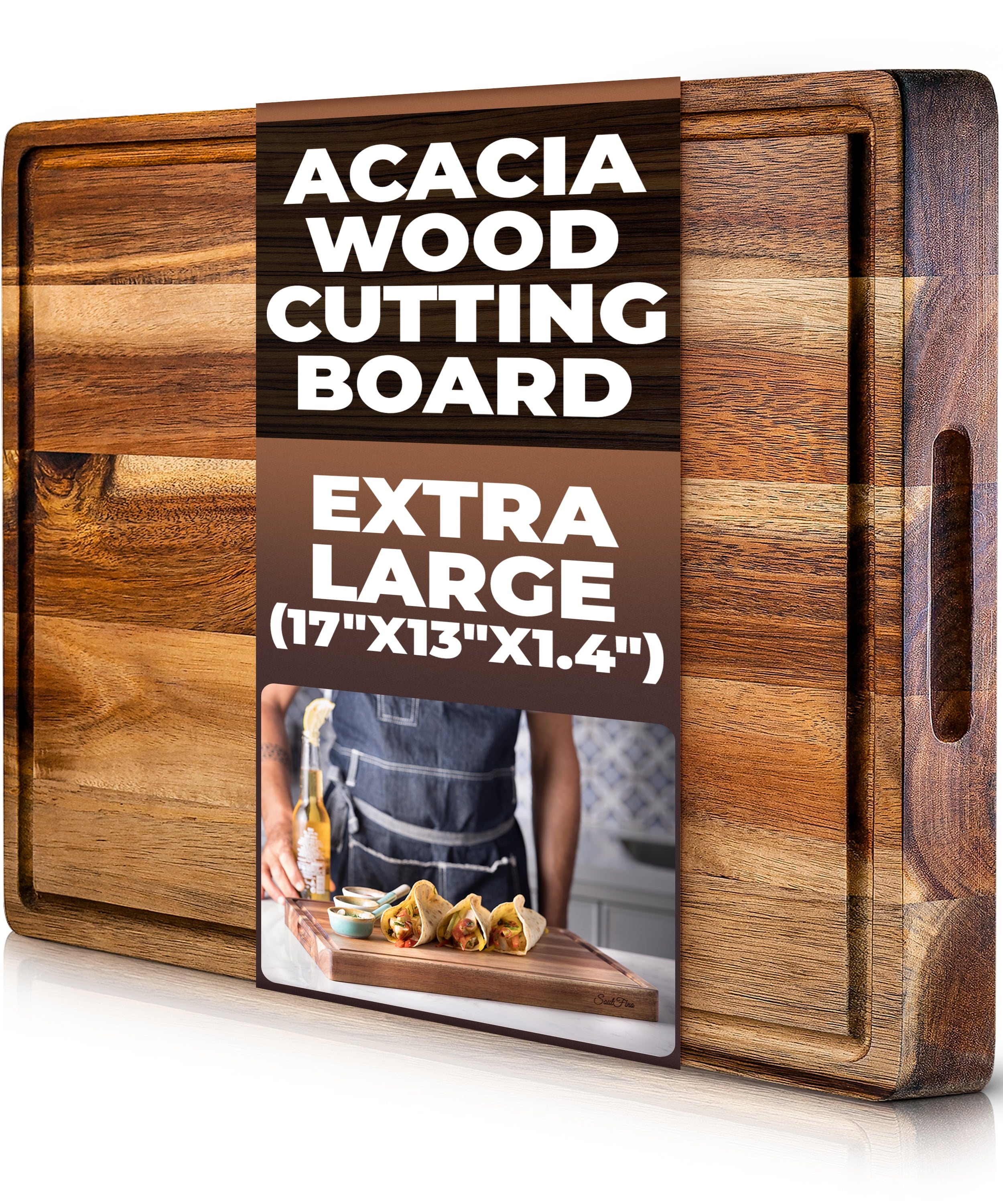 Soulfino Premium Acacia Cutting Board & Professional Heavy Duty Butcher ...