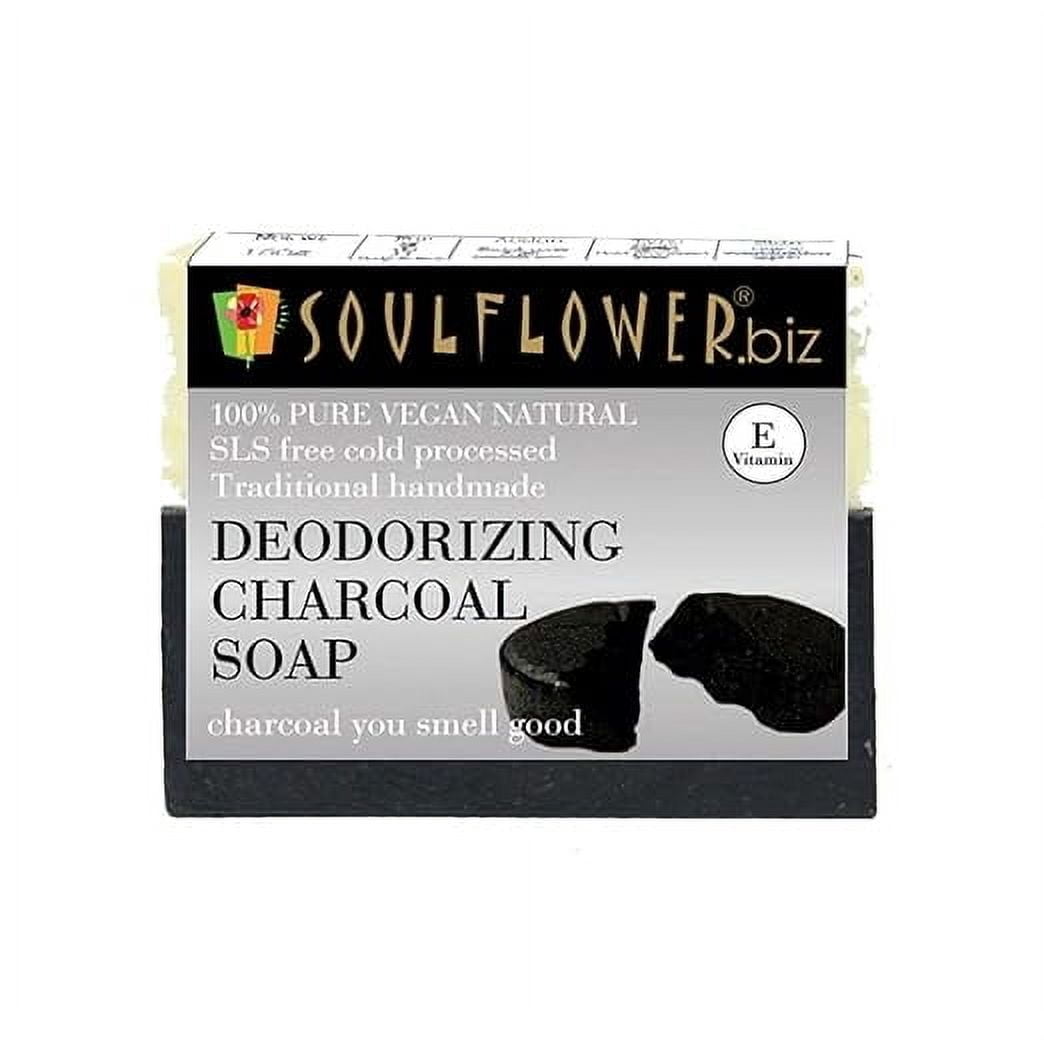 Soulflower Organic Activated Charcoal Soap Men & Women for Detoxifying ...