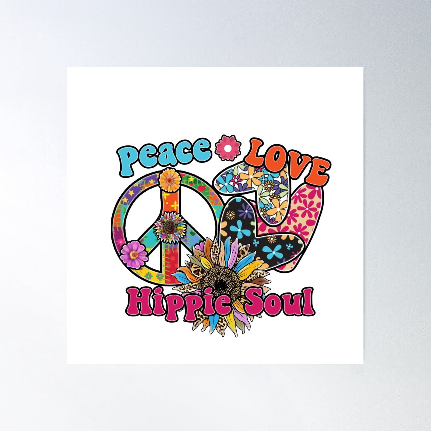 Soulful Sunburst: The Hippie Spirit Poster Wall Art, Modern Wall Decor ...