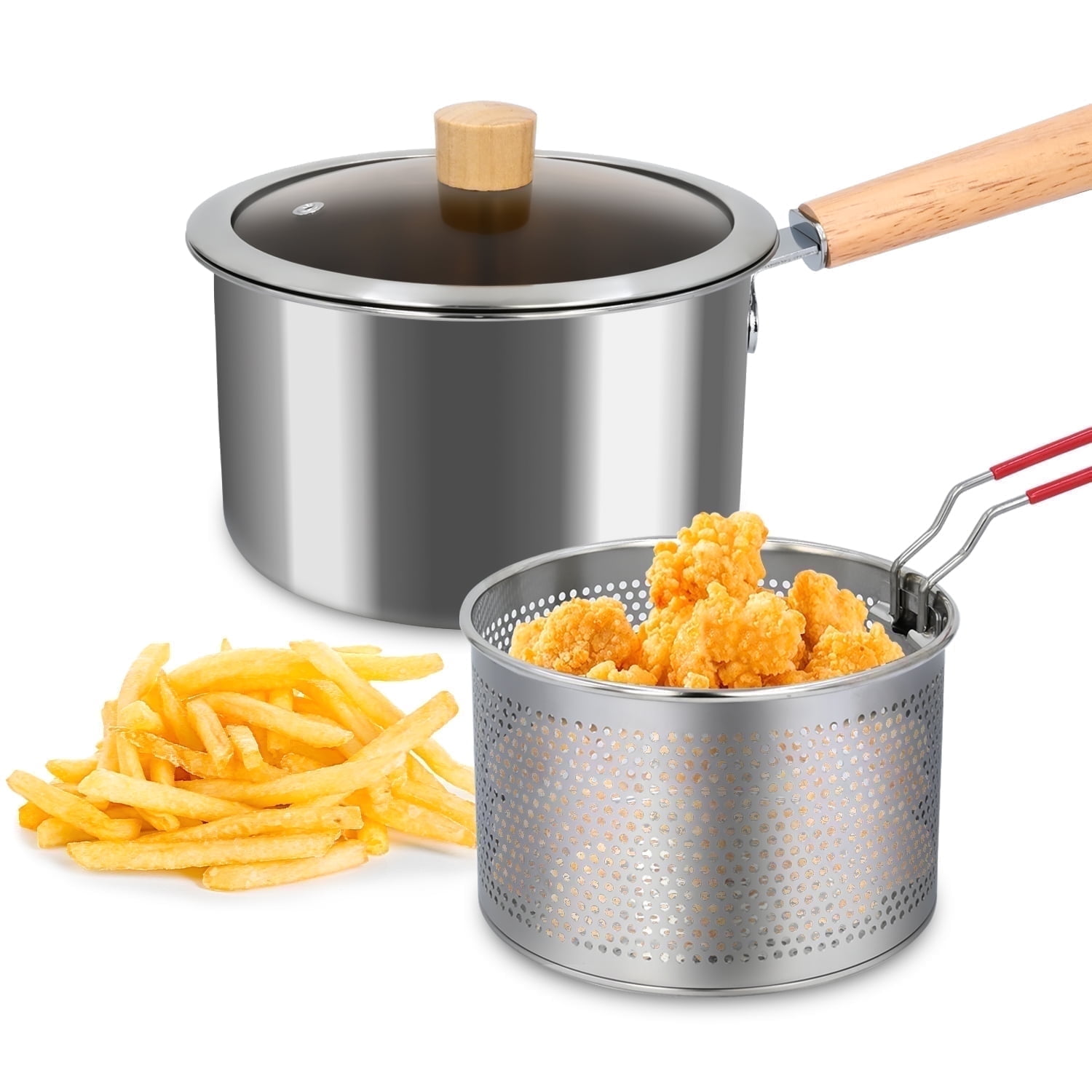 Soulgenix Deep Fryer Pot, Stainless Steel Fryer Pot with Basket and ...