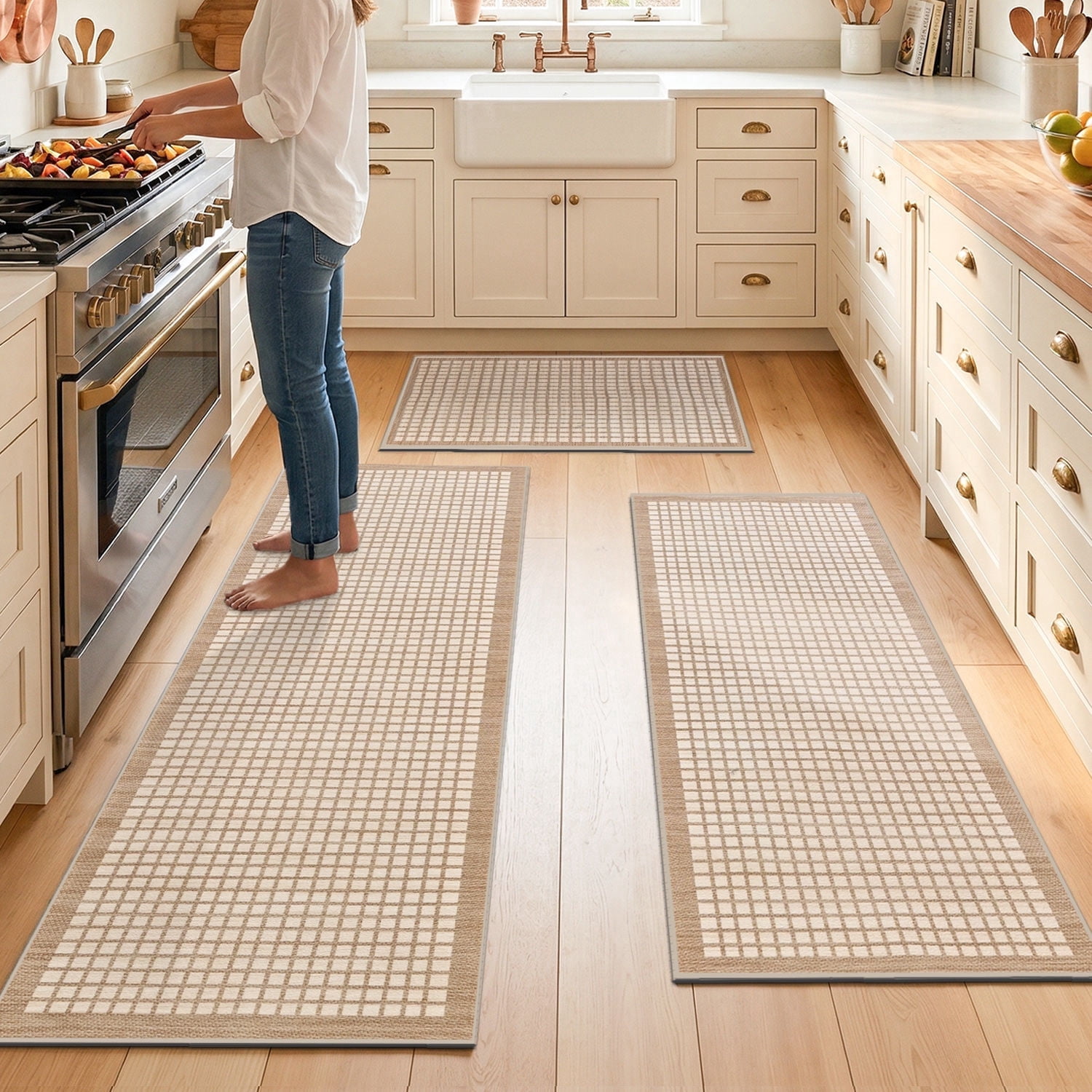 Soulgenix Kitchen Rug Sets, 3 Pieces Kitchen Rug with Non-Slip Baking ...