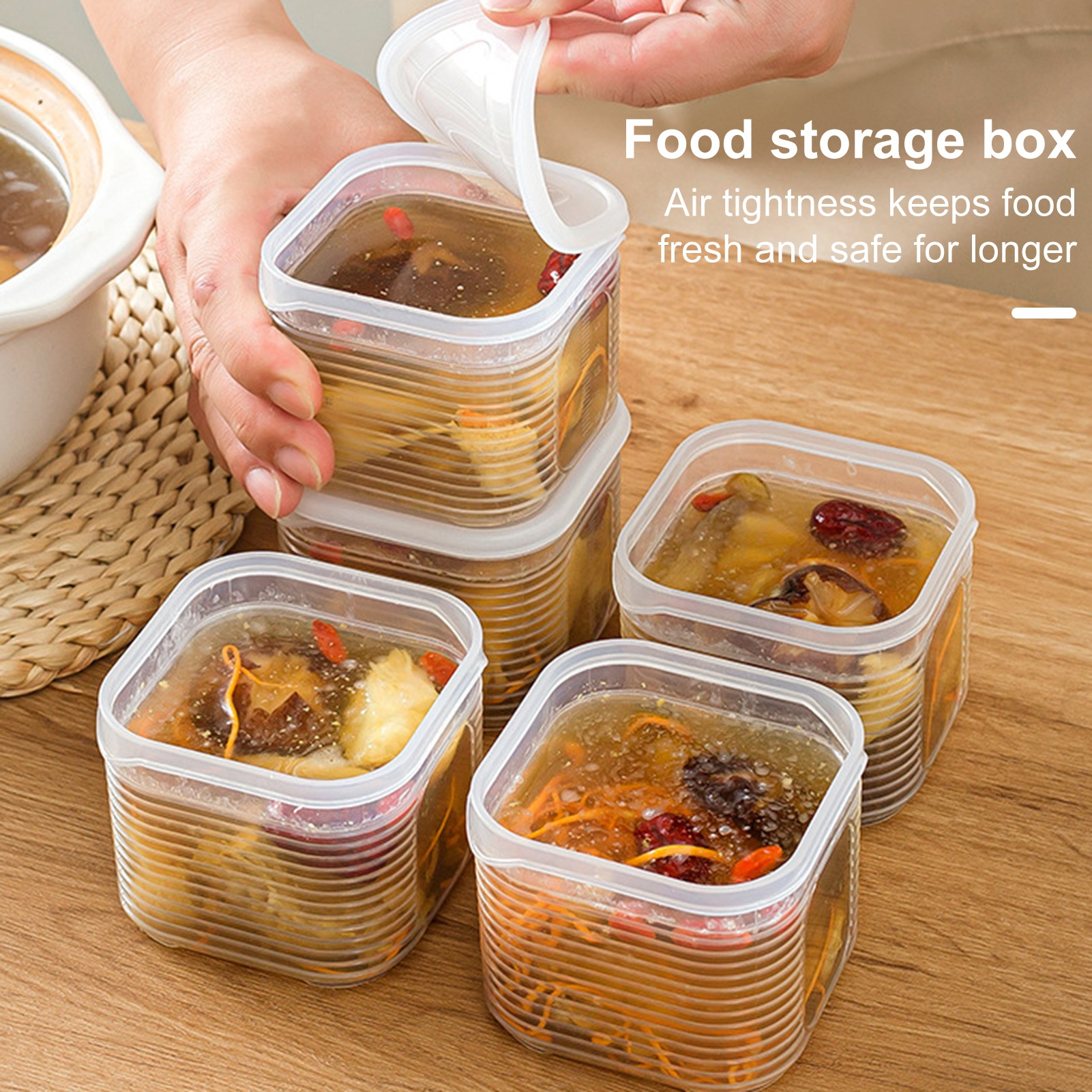Soumake 1/2/4/6 Pcs Kitchen Coup Storage Box with Scale Transparent ...
