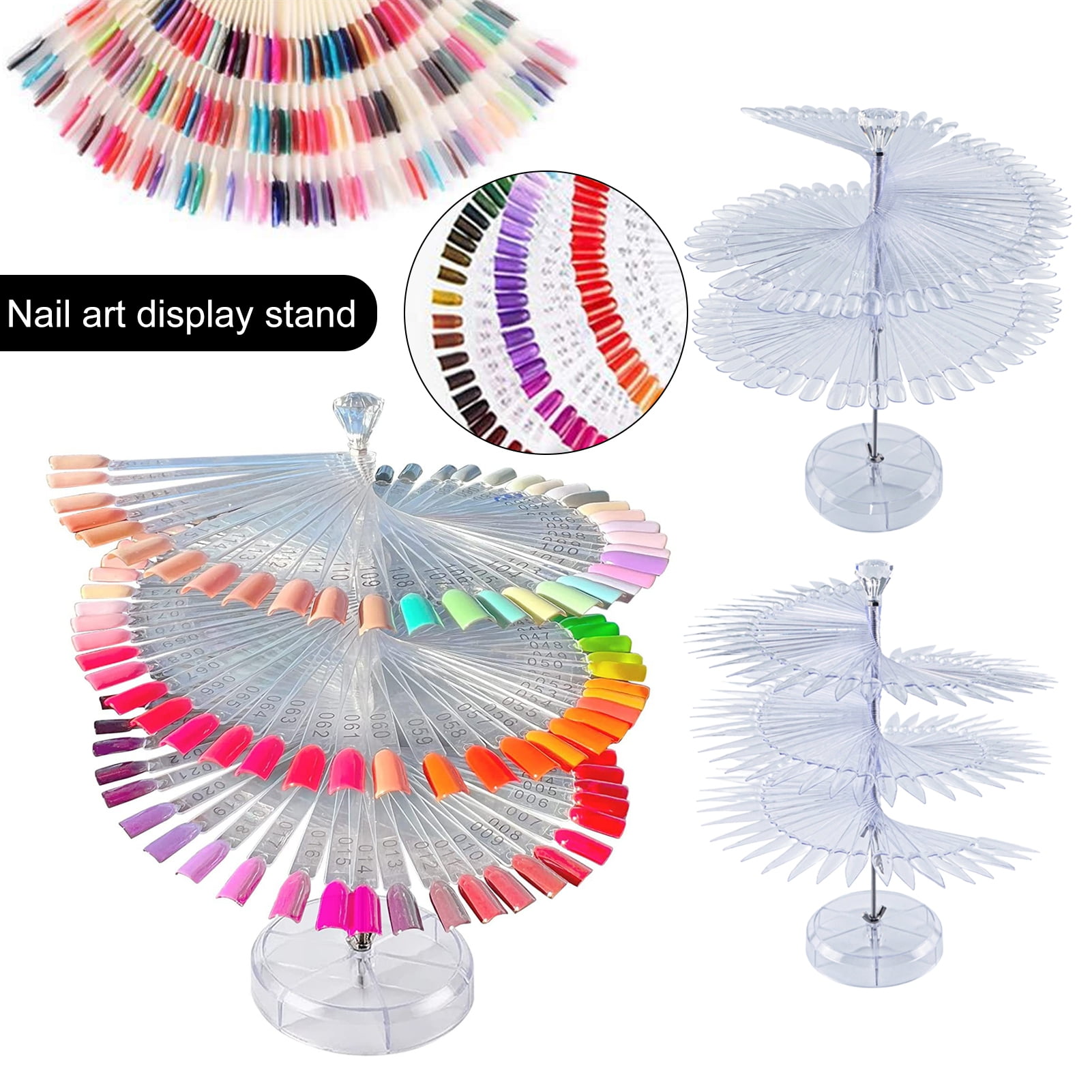 Soumake 1 Set Clear Nail Color Swatch Sticks Gel Polish Display Spiral ...