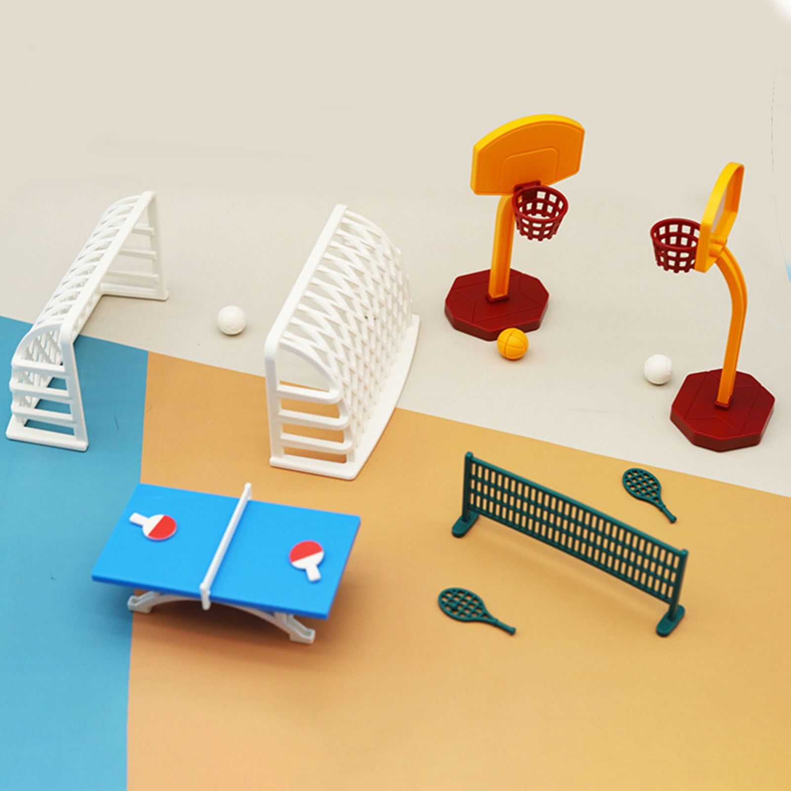 Soumake 1 Set Dollhouse Sports Kit Realistic Plastic Mini Basketball ...