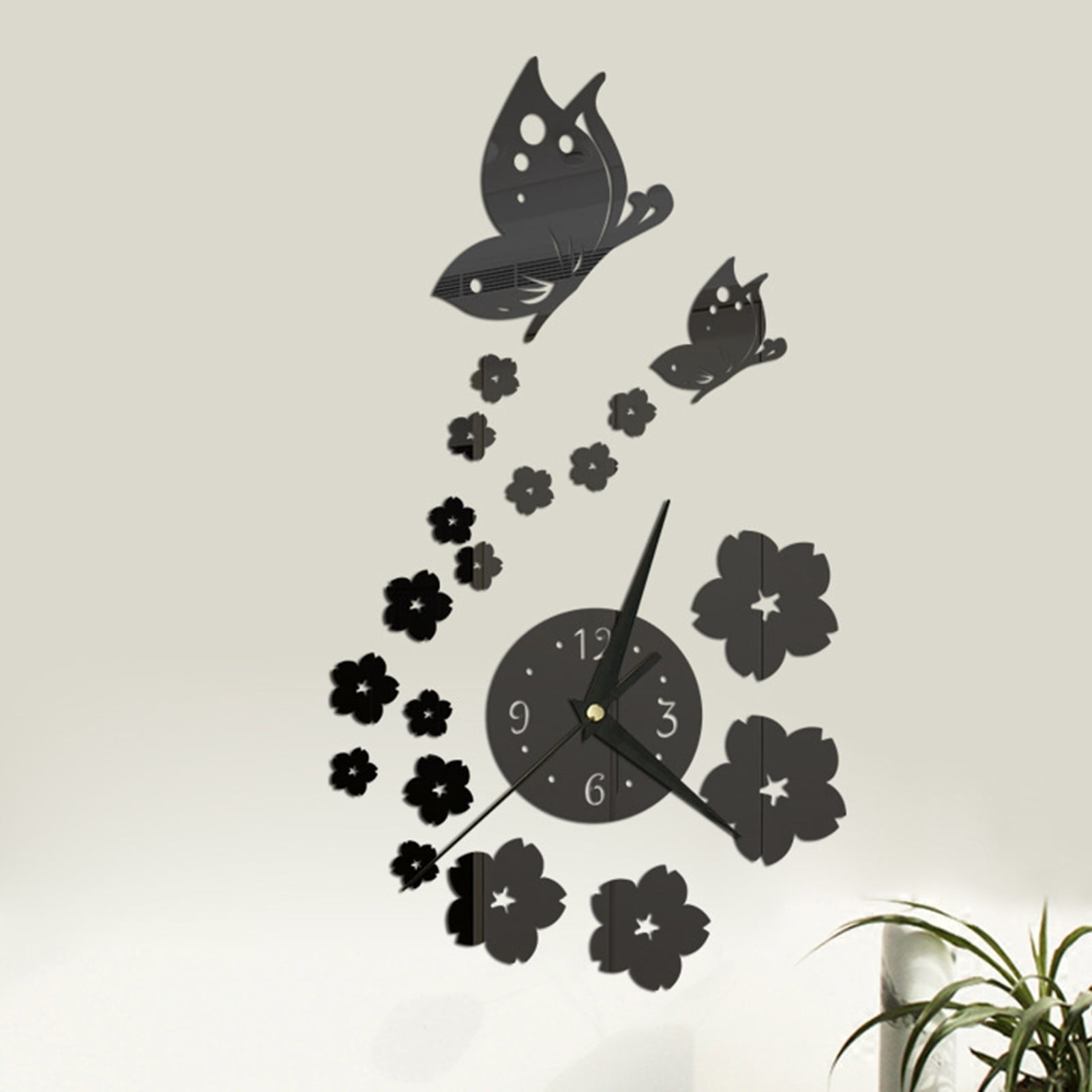 Soumake 1 Set Wall Clock Self-adhesive Battery Operated Long Pointer 4 ...