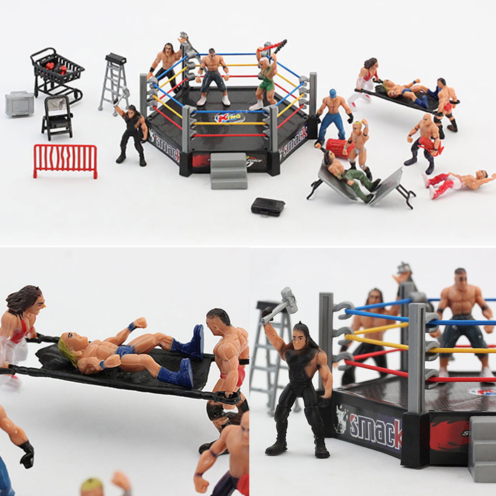 Soumake 1 Set Wrestling Playset Realistic DIY Mini Wrestling Action ...