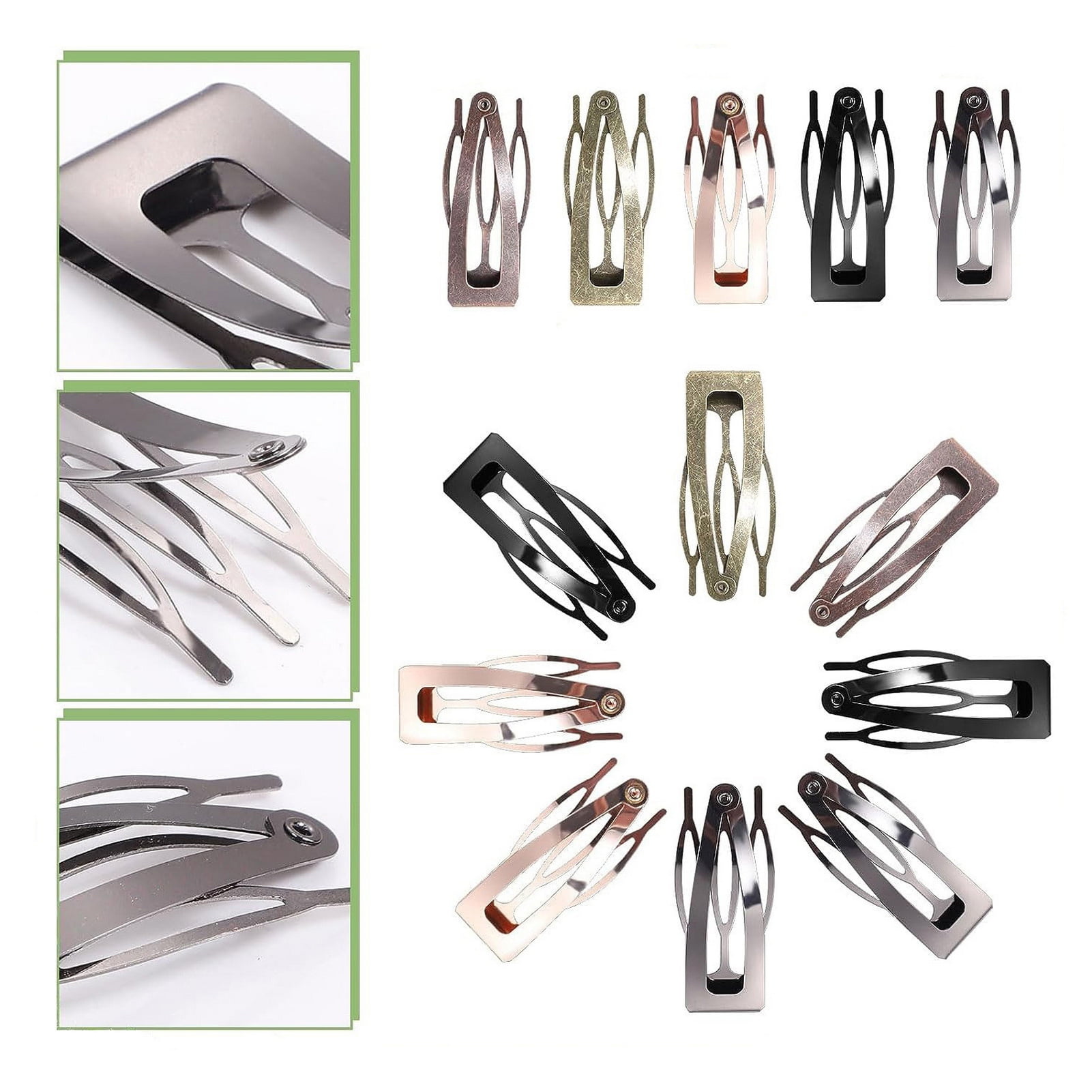 Soumake 10Pcs Double Grip Hair Clips Women Metal Snap Hair Barrettes ...