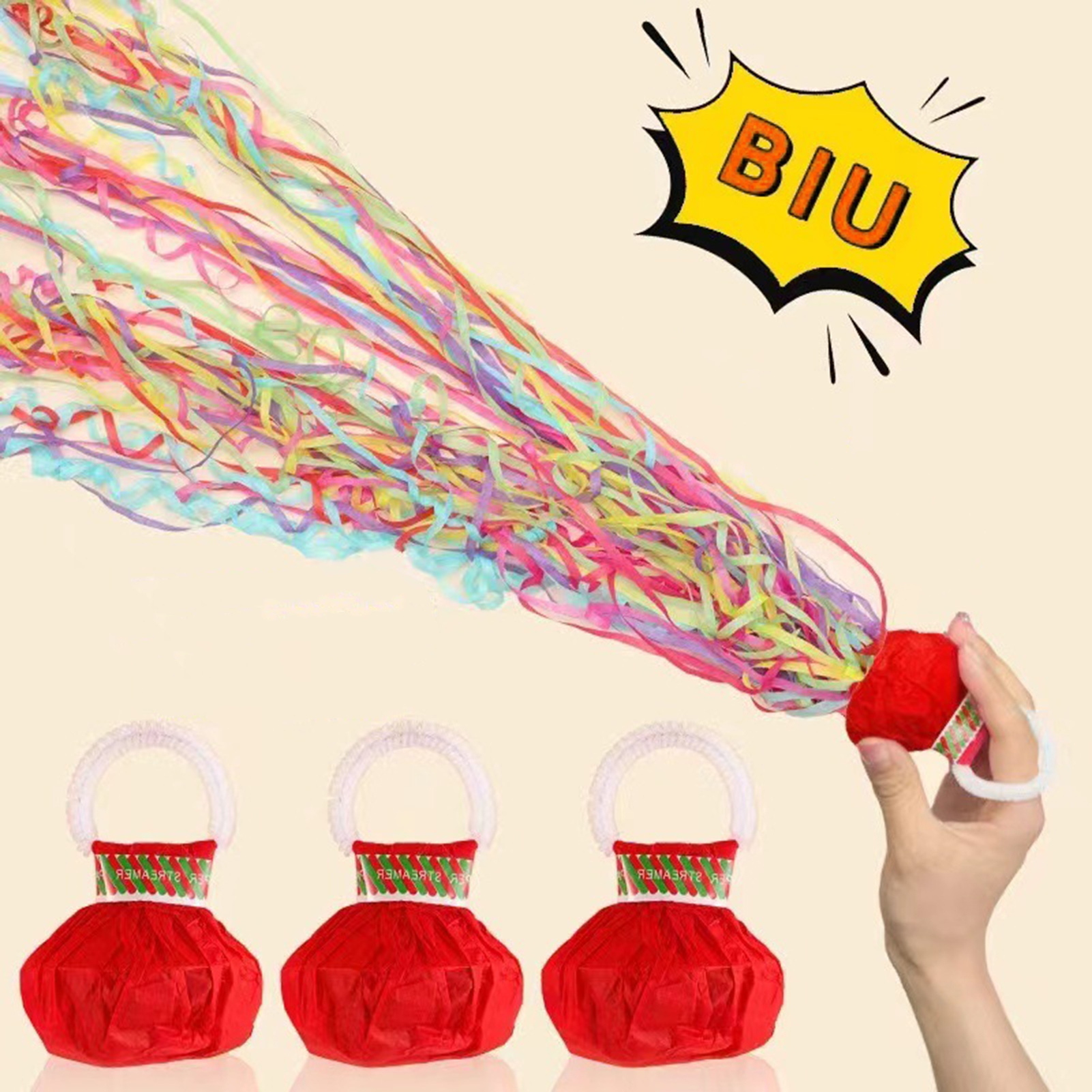 Soumake 10Pcs Hand Throw Streamer Popper Birthday Wedding School ...