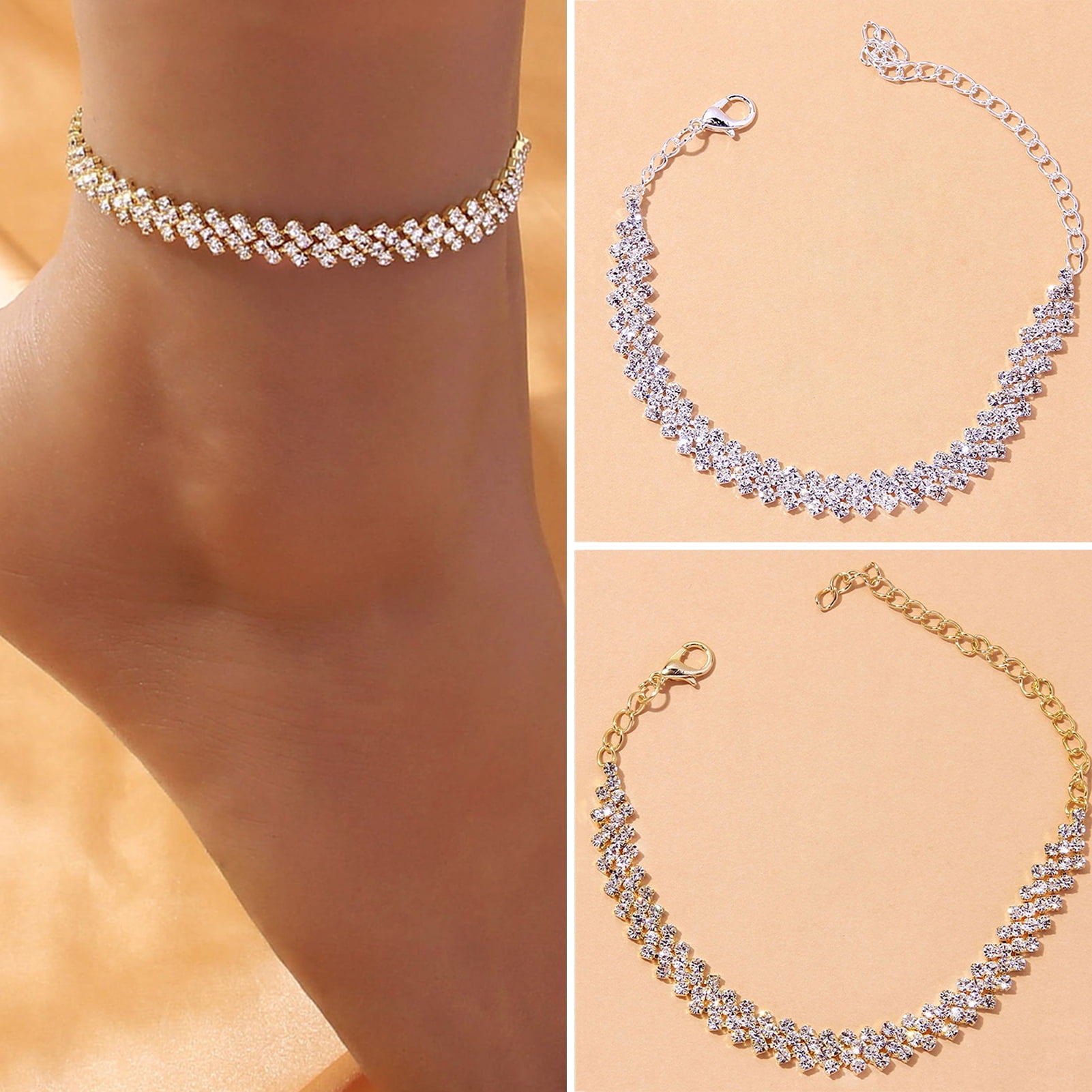 Soumake 1Pc Chain Anklet Adjustable Extended Chain Sparkling ...
