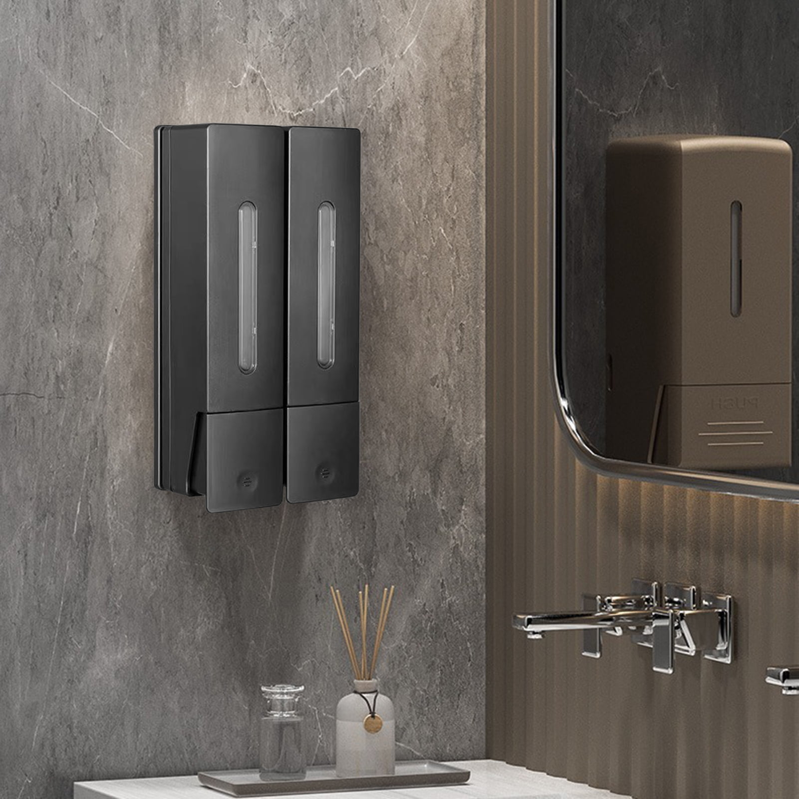 Soumake 3 Chamber Wall Mounted Soap Dispenser 400ML x 3 No Drill ...