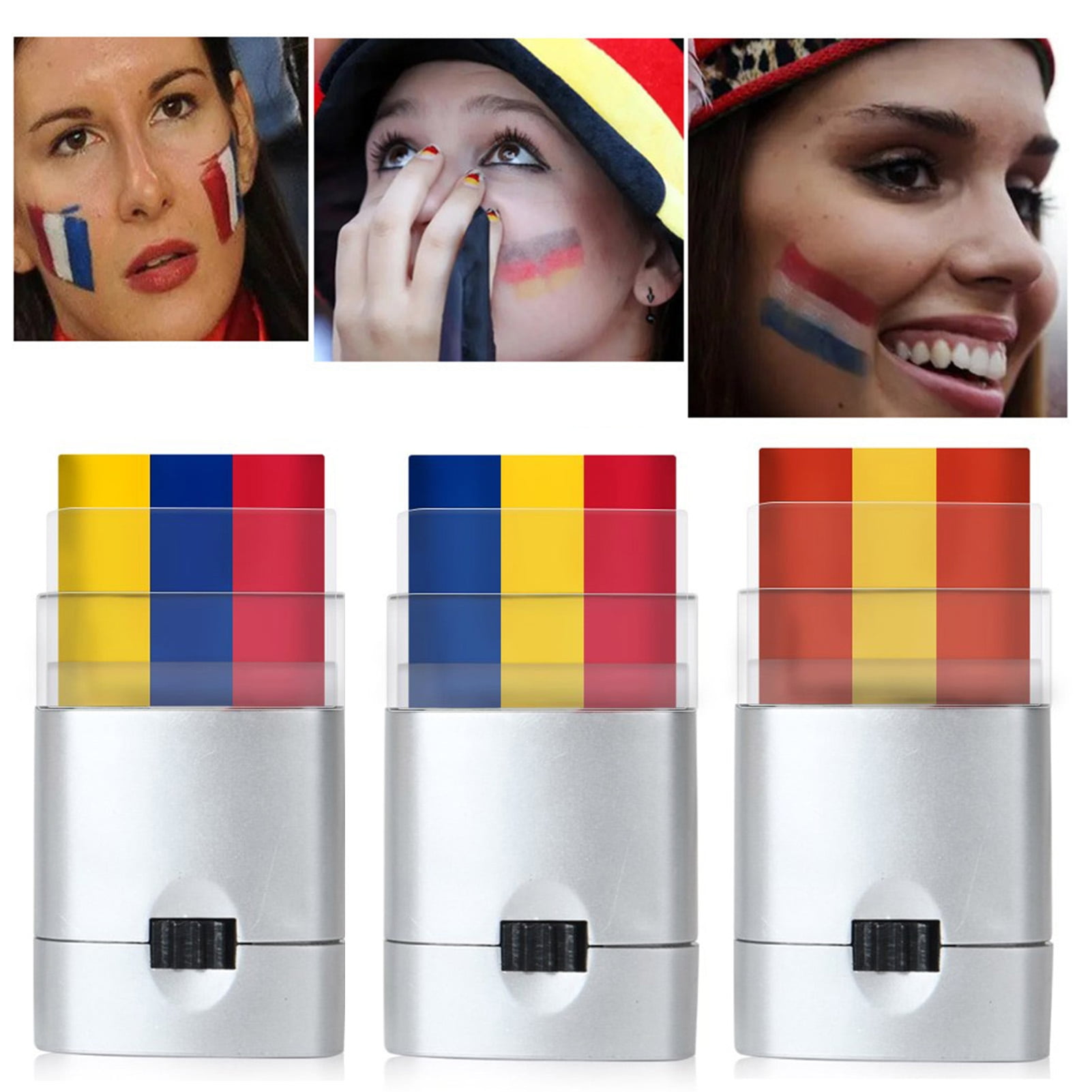 Soumake 3 Colors Patriotic Face Paint Athletes Sports Fans Adults Kids ...