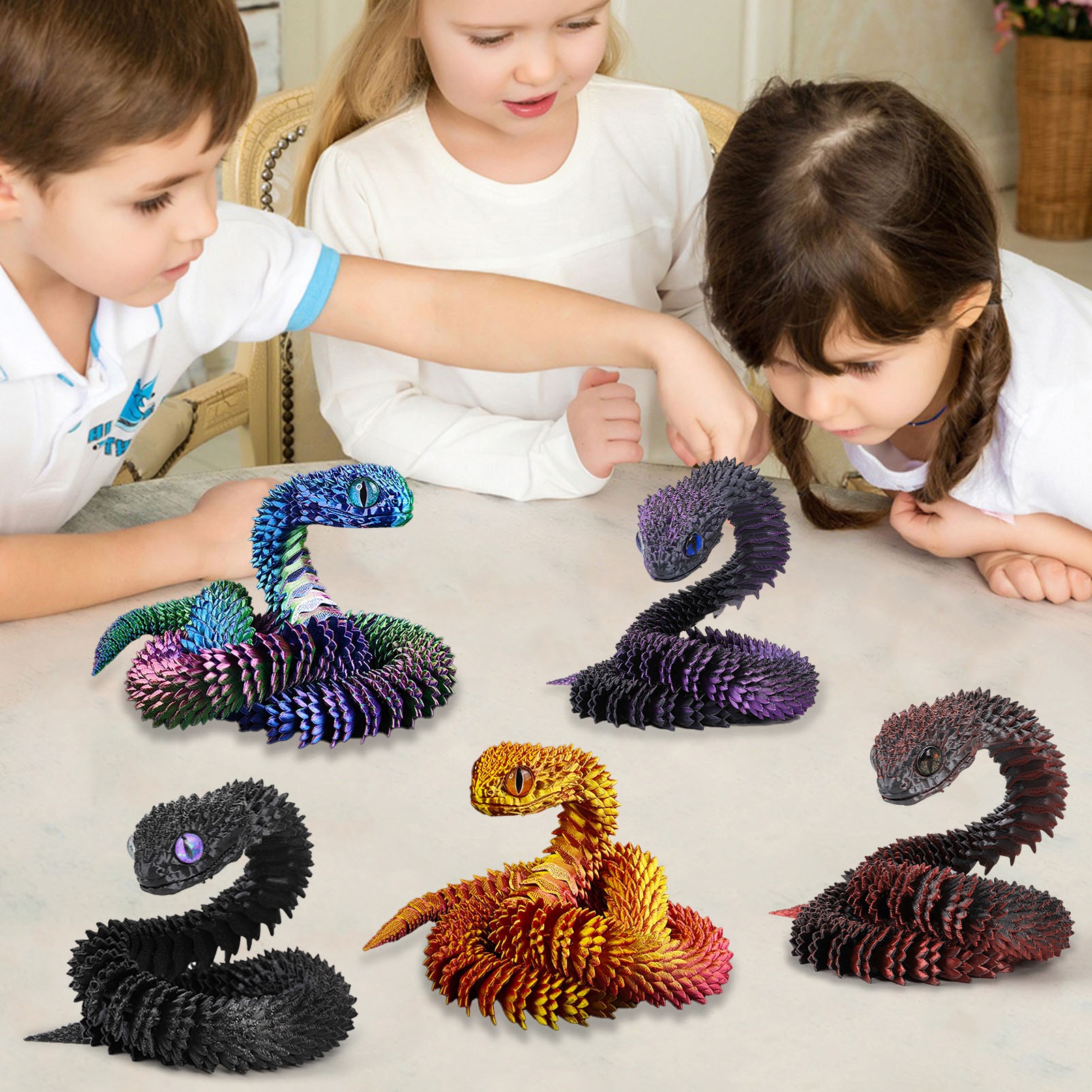 Soumake 3D Printed Animals Articulated Simulated Snake Stress Relief ...