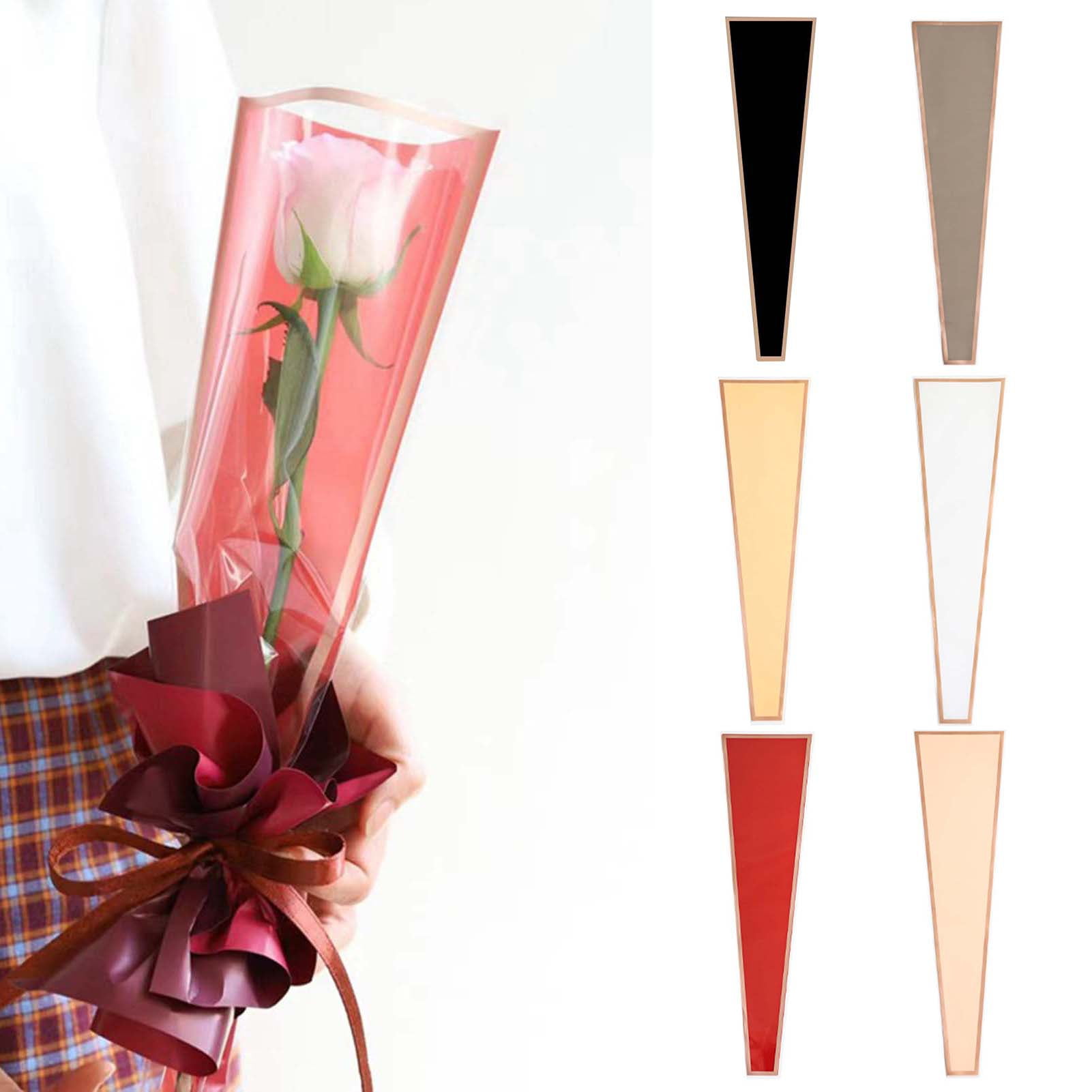 Soumake 50Pcs Bouquet Wrapping Bags Waterproof Transparent Bright Color ...