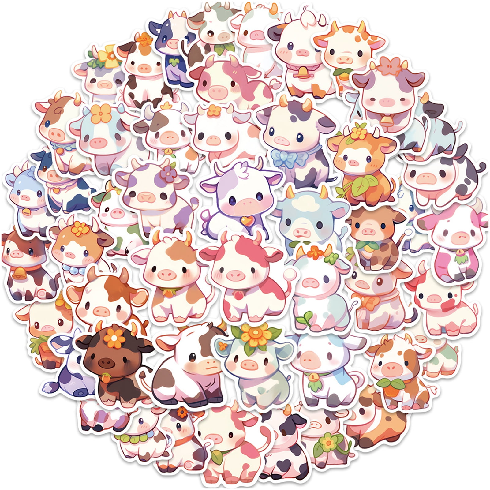 Soumake 50Pcs Cartoon Rainbow Cow Graffiti Stickers Vinyl Art ...