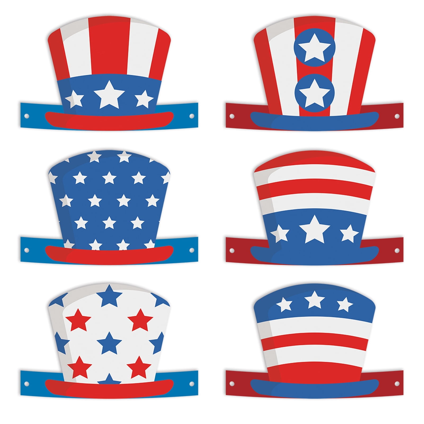 Soumake 6/12Pcs Independence Day Paper Hat Red Blue White Patriotic ...
