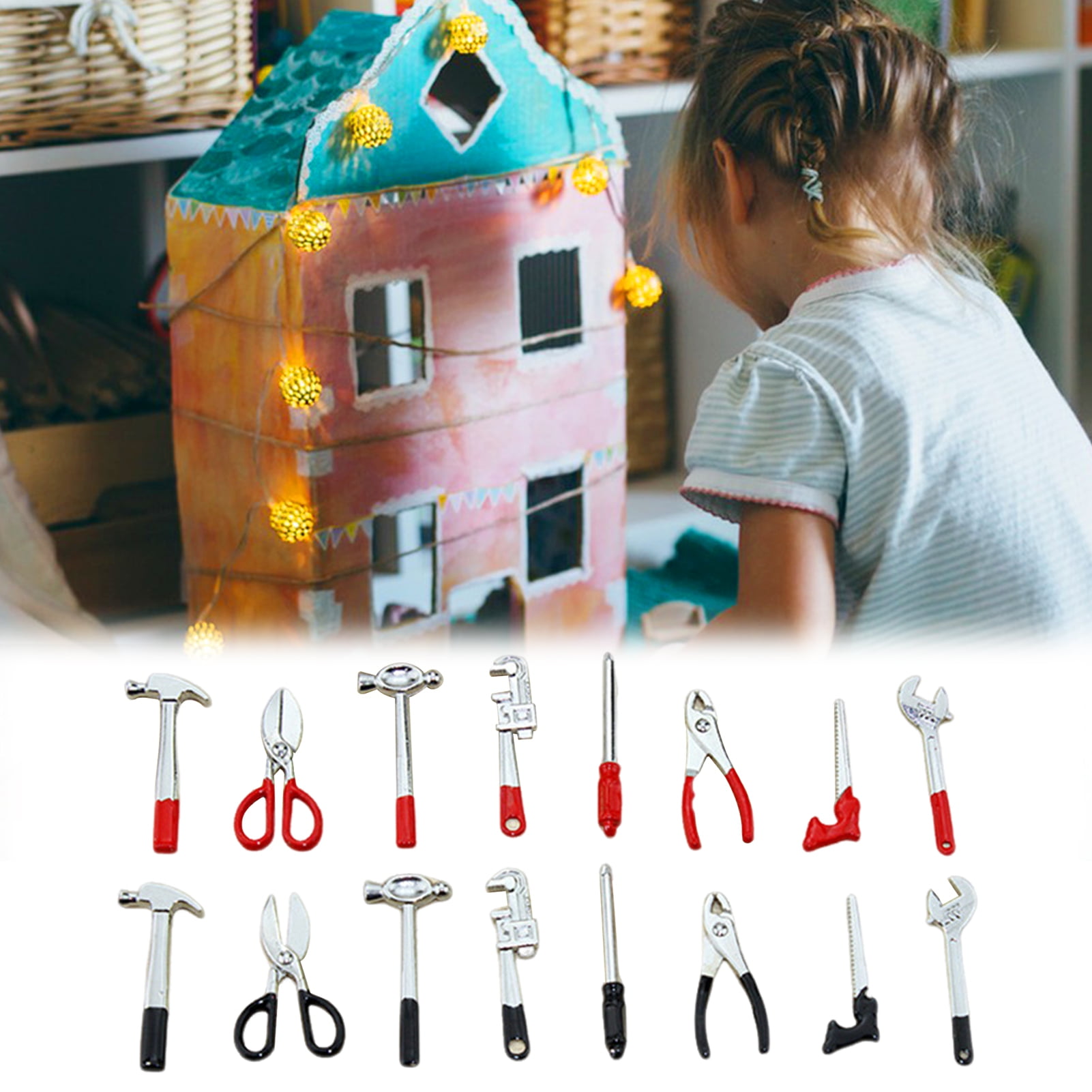 Soumake 8Pcs Mini Repair Tool Dollhouse Hammer Scissors Wrench Set ...