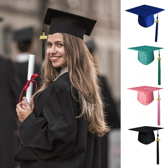 Soumake Adult Unisex Graduation Hat with Tassel Solid Color 2024 ...