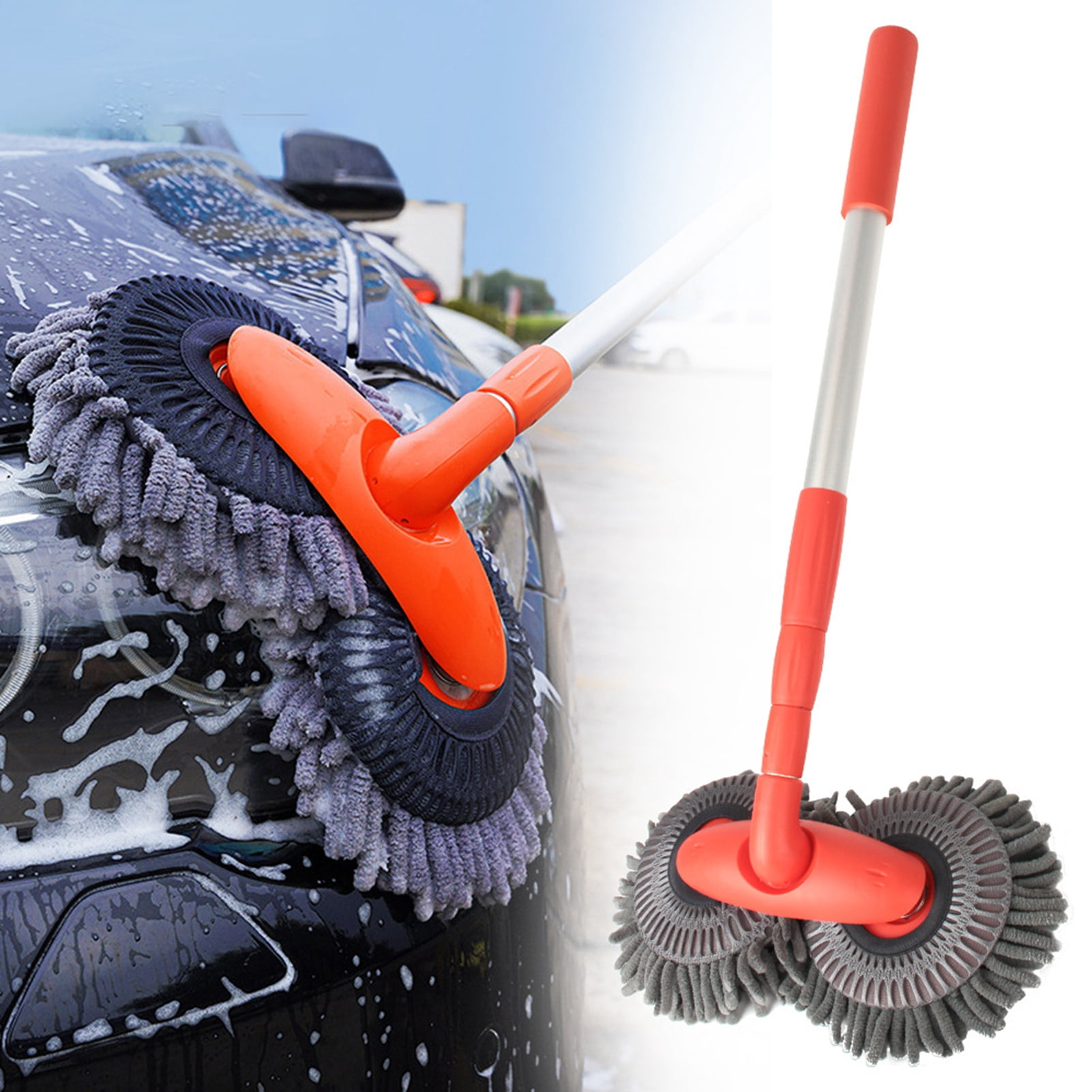 Soumake Car Wash Brush With Long Handle Reusable 180-Degree Rotating ...