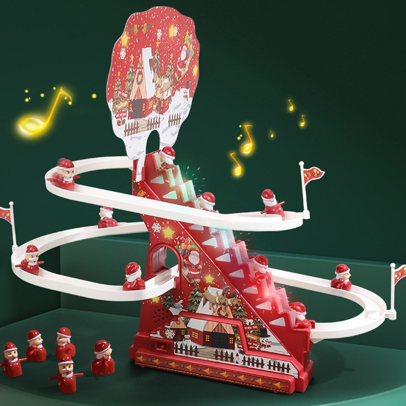 Soumake Christmas Santa Climbing Track Toy with LED Light Music ...