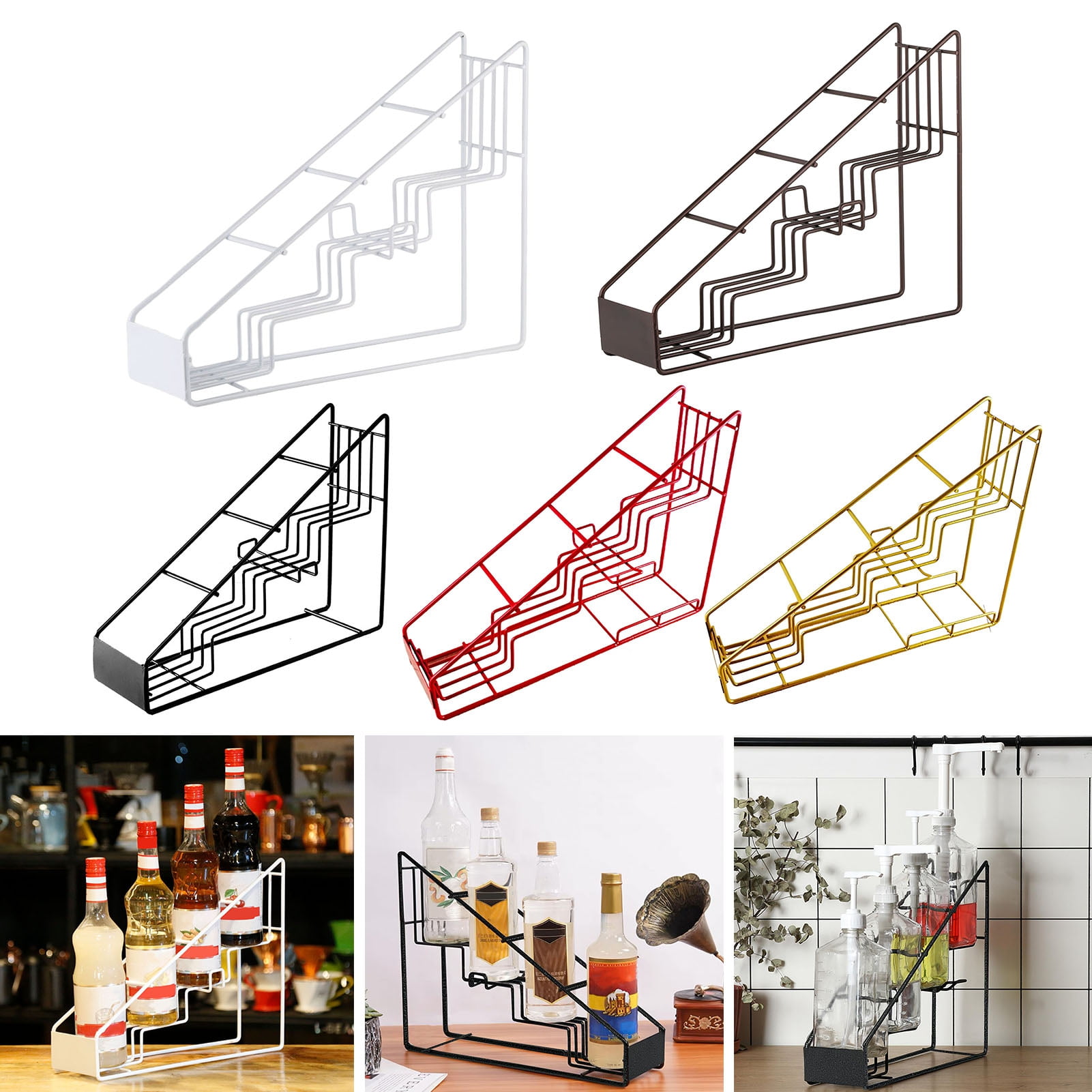 Soumake Coffee Syrup Rack Storage 4 Layers Minimalist Black Metal Drink ...