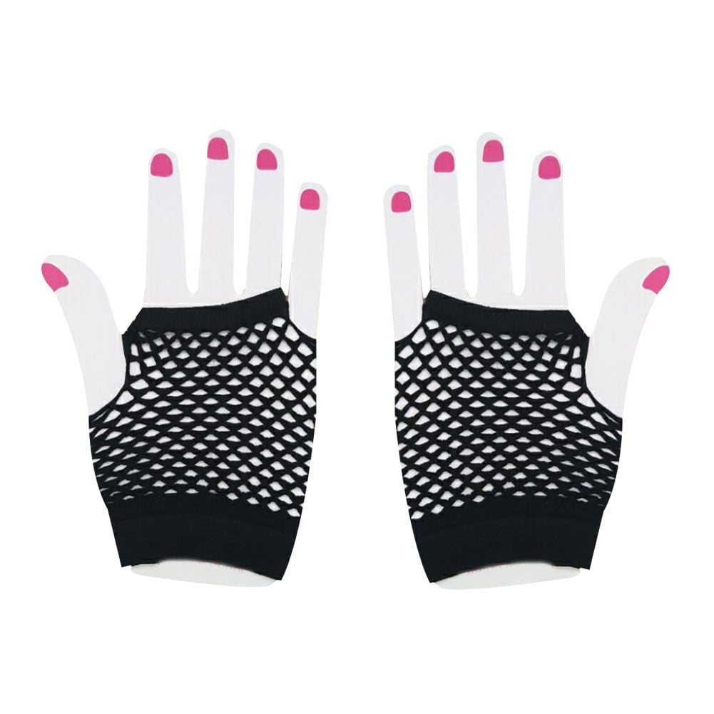 Soumake Fingerless Fancy Fishnet Mesh Net Gloves Neon Dress Party Hen ...