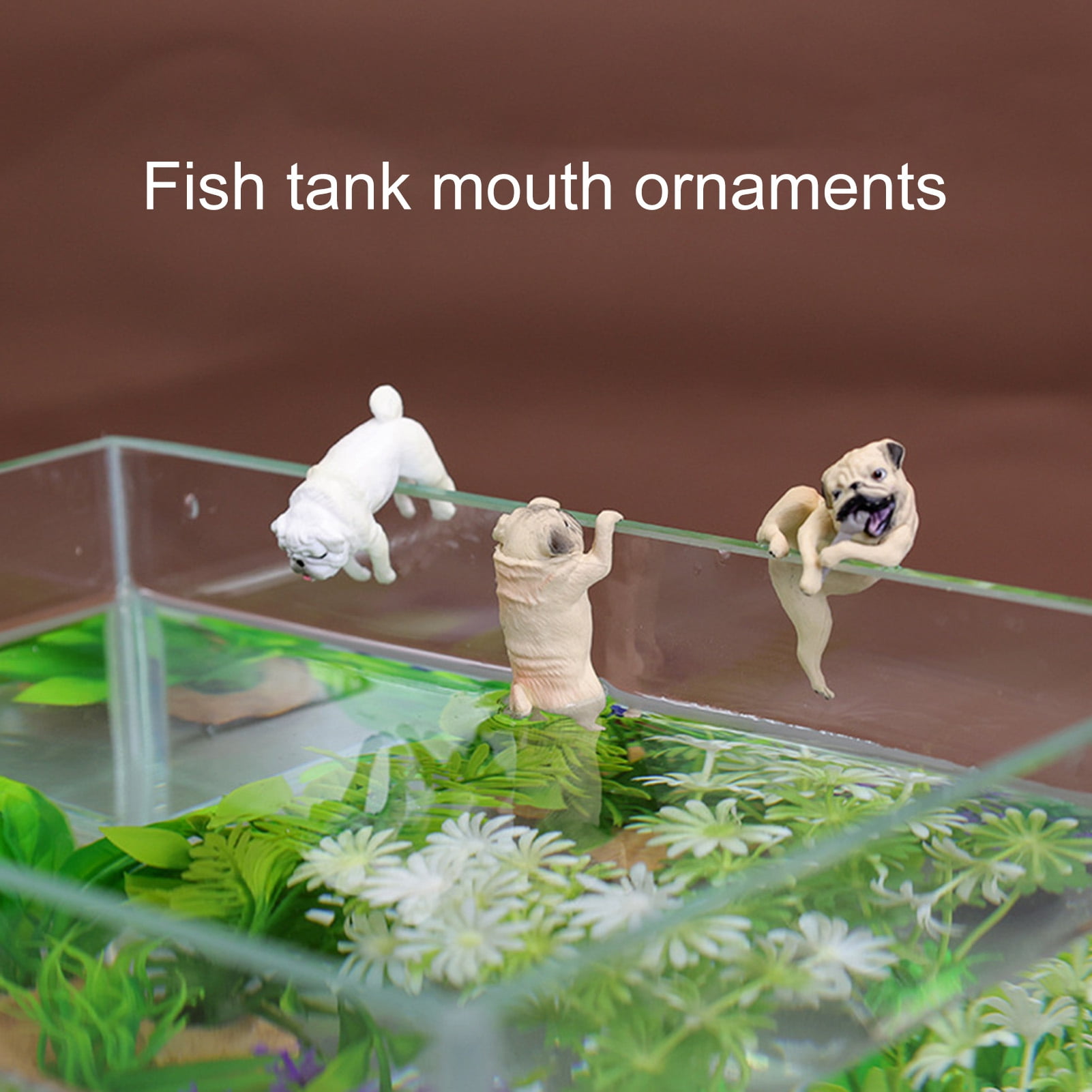 Soumake Fish Tank Ornament Realistic Durable Resin Cartoon Pug Dog ...