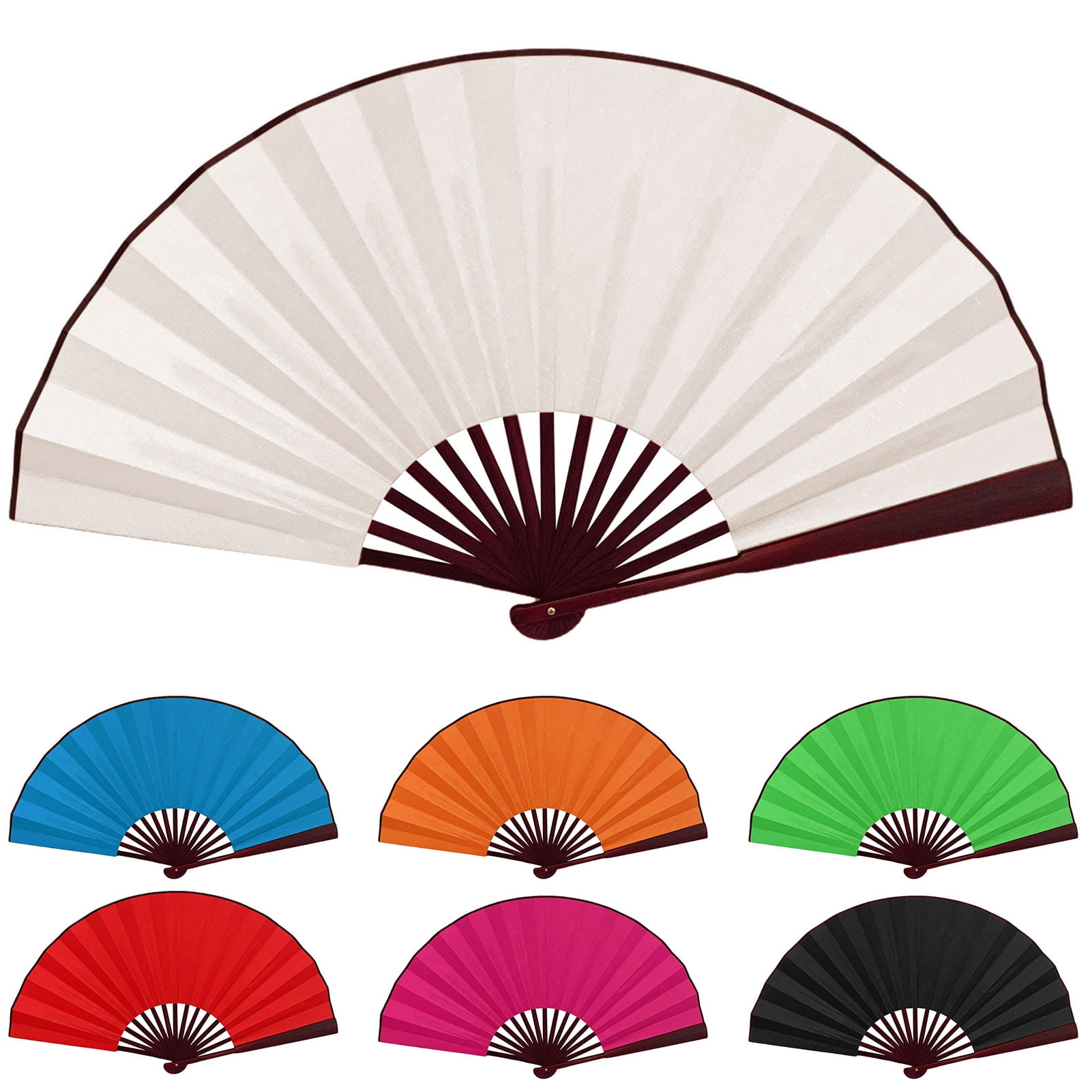 Soumake Folding Fan Smooth Opening Solid Color Decorative Bamboo Frame ...