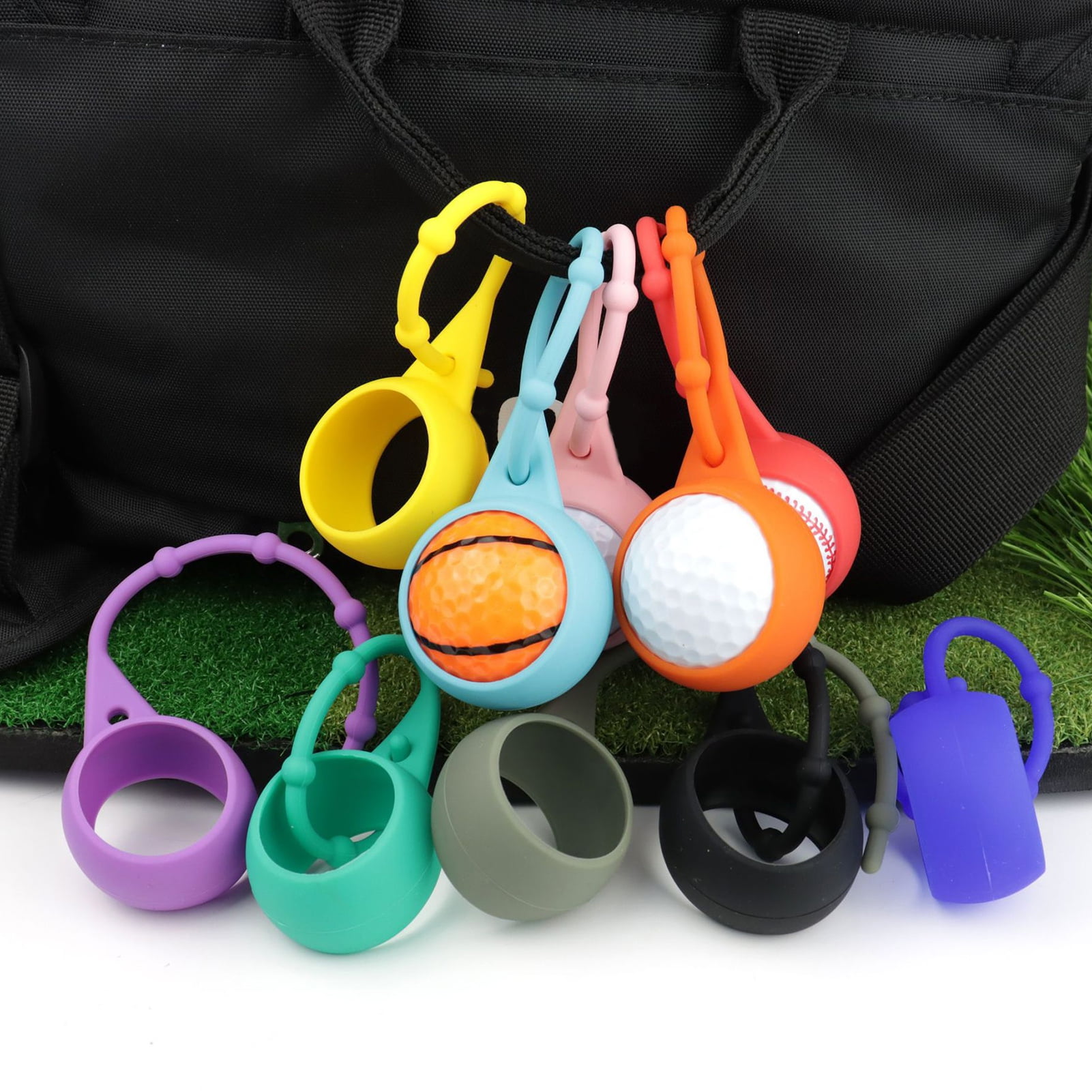 Soumake Golf Ball Bag Mini Portable Adjustable Golf Ball Silicone ...