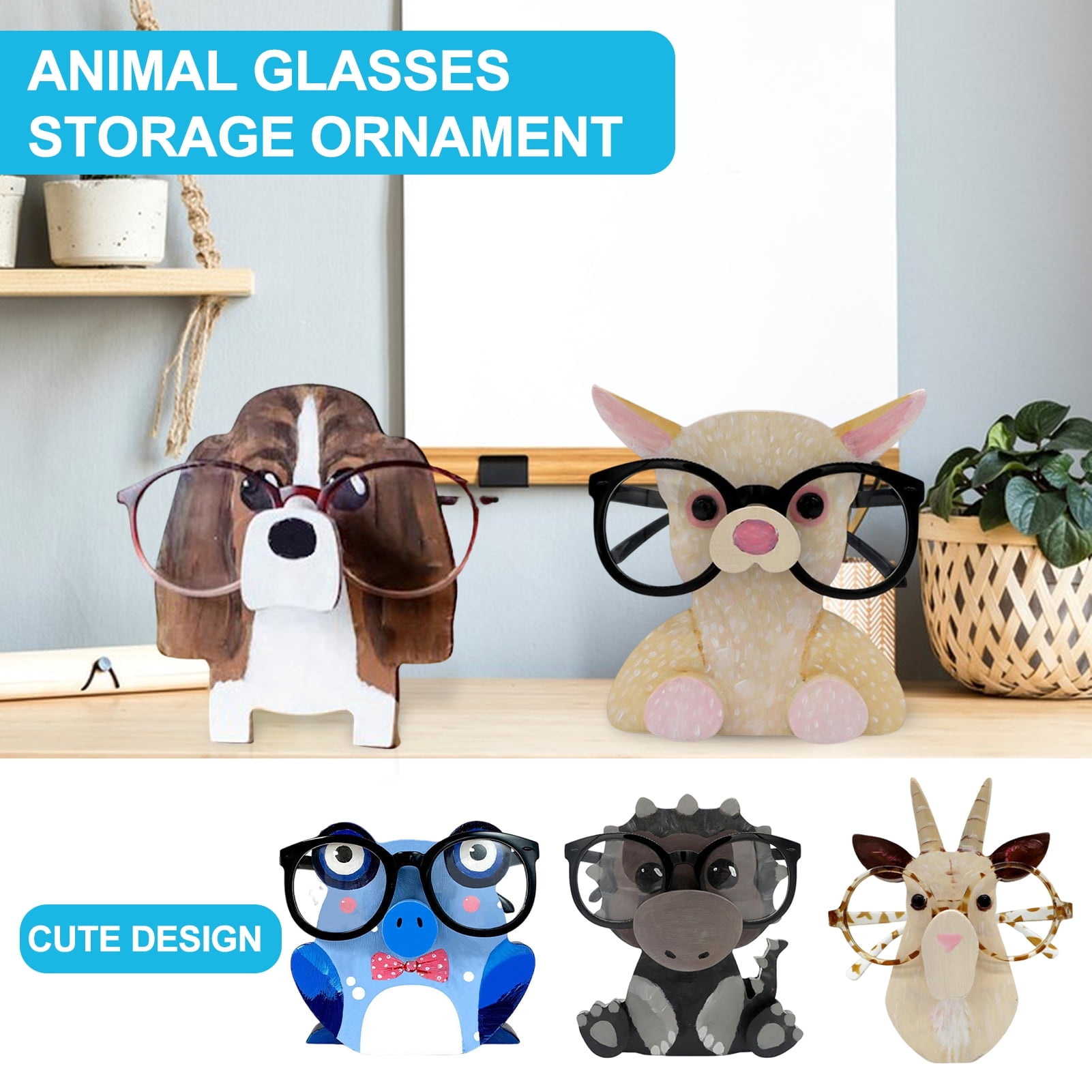 Soumake Hand Carved Wooden Glasses Holder Stylish Animal Eyeglass ...