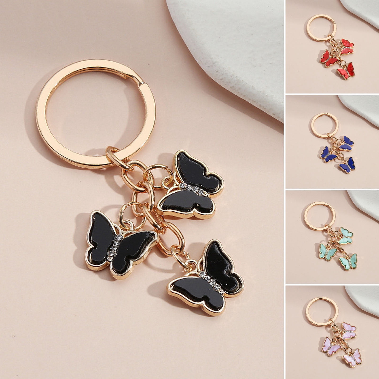 Soumake Key Chain Butterfly Charms Tassel Stainless Exquisite Shoulder ...