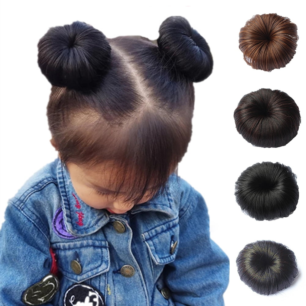 Soumake Kids Girls Hair Bun Extension Wig Hairpiece Wavy Curly Messy ...