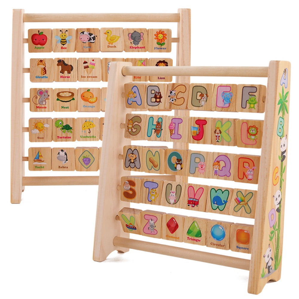 Soumake Kids Letter Animal Wooden Flip Blocks Frame Puzzle Game ...