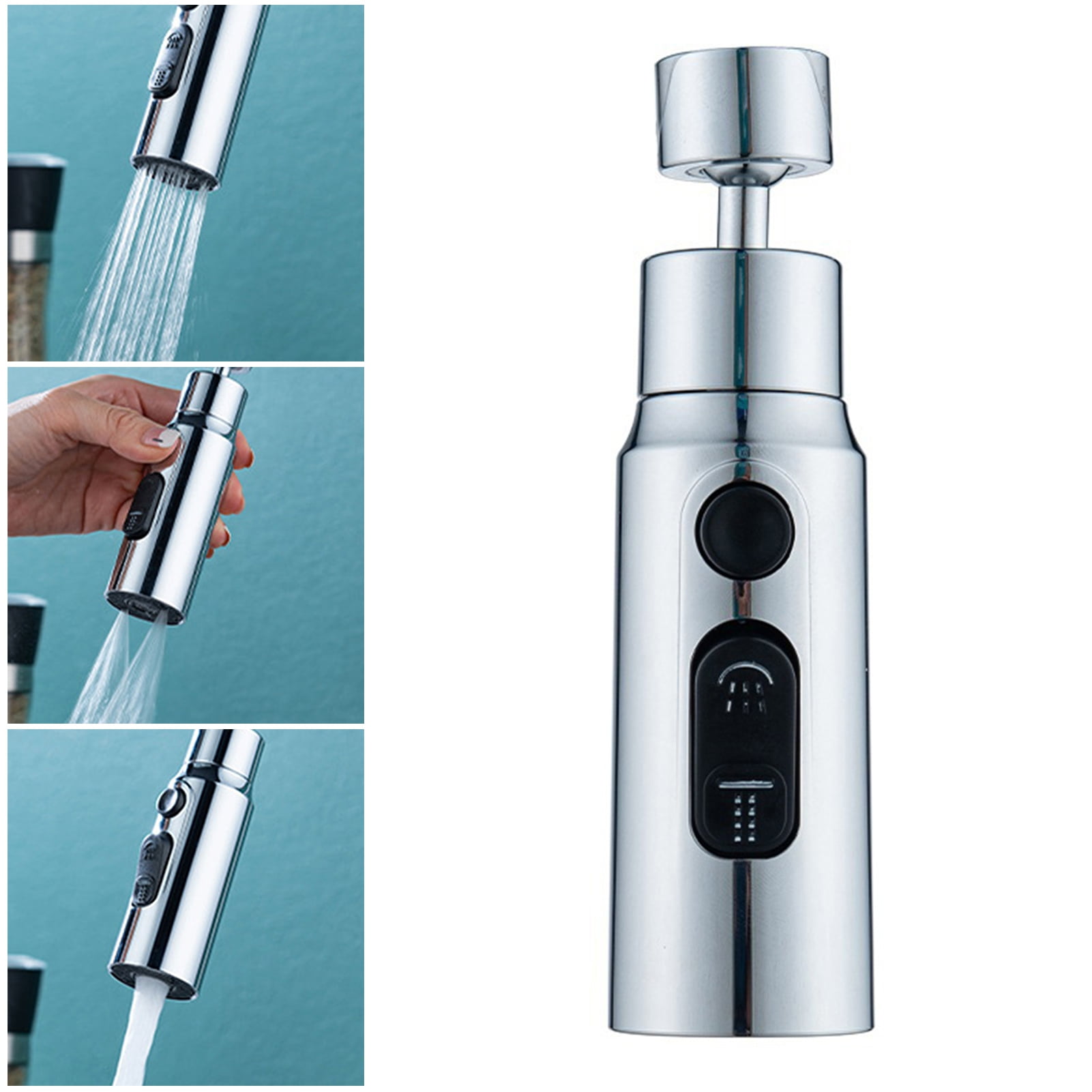 Soumake Kitchen Faucet Extender Aerator Splash Proof Spout 3 Function ...