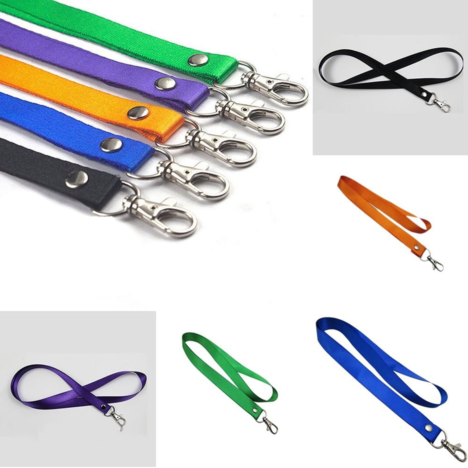 Soumake Lanyard Solid Color Tear-Resistant Nylon Rope Lanyard Id Holder ...