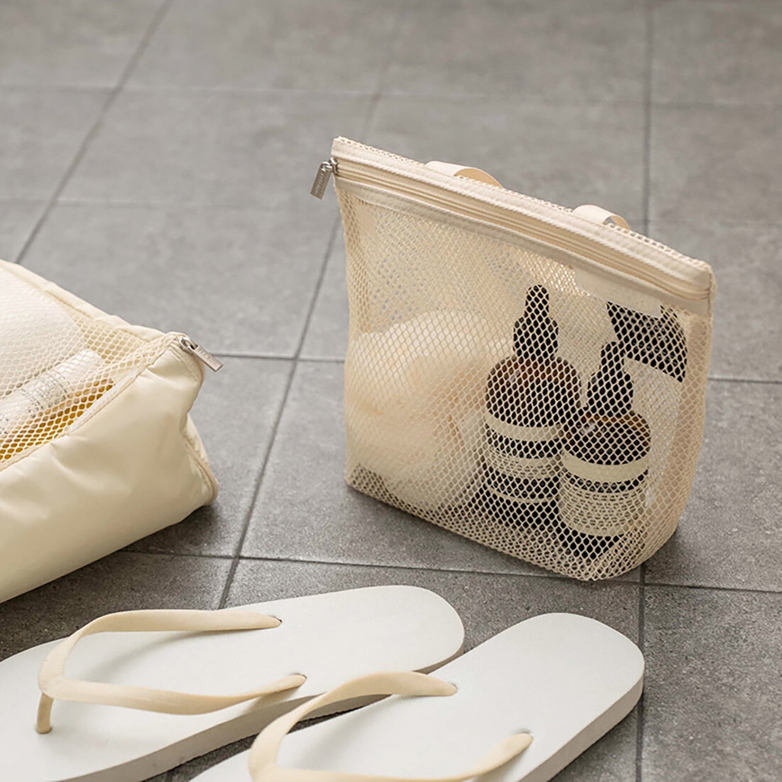 Soumake Mesh Toiletry Bag With Portable Handle Zipper Quick Drying ...