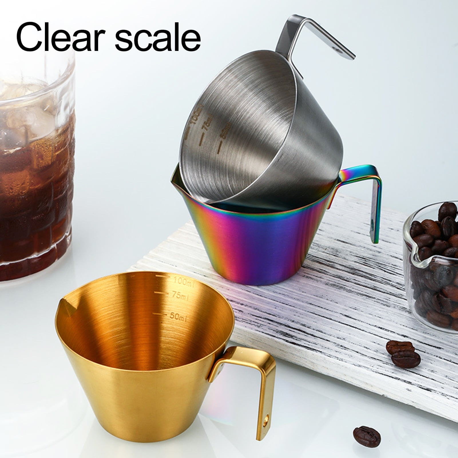 Soumake Stainless Steel Espresso Measuring Cup With Scale 100Ml ...