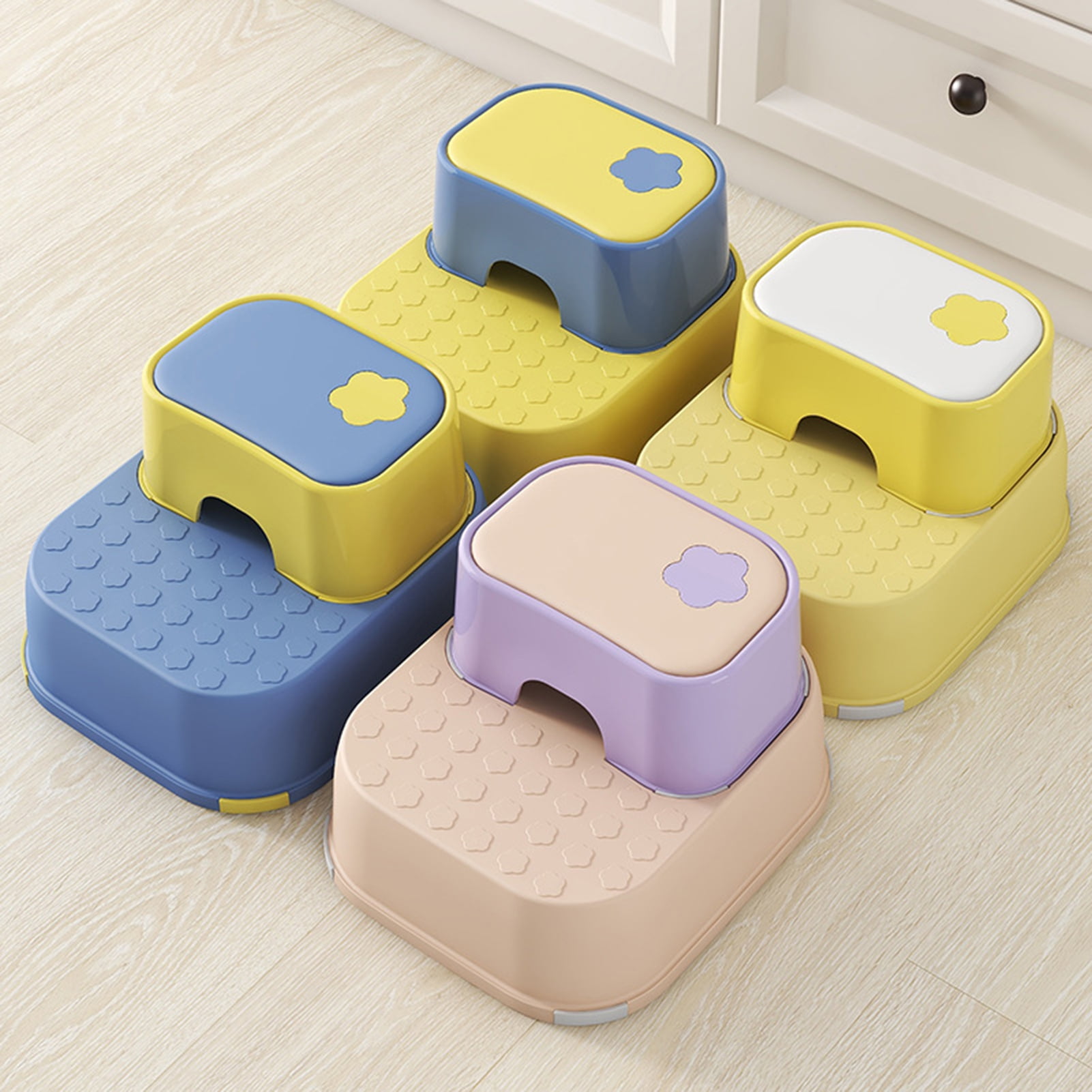 Soumake Toddler Step Stool with Double Step Interlocking Toddler Stool ...