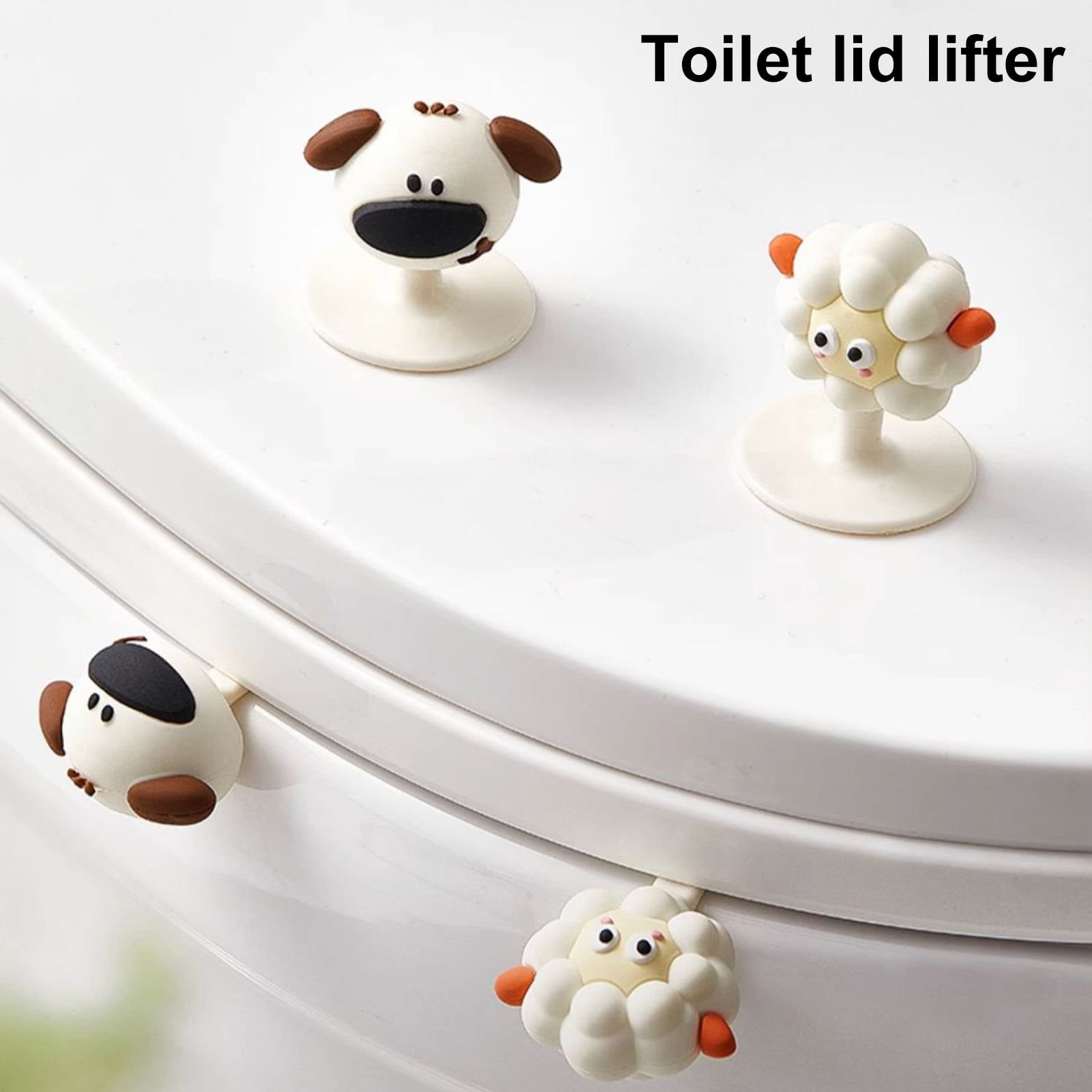 Soumake Toilet Lid Lifter Cartoon Lamb Puppy Shape Silicone Handle ...