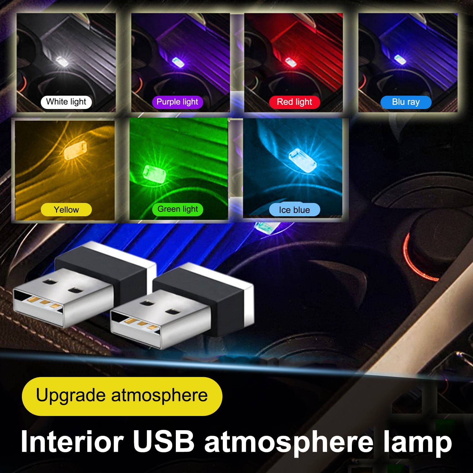 Soumake USB Ambient Light Universal Decorative Mini Auto Interior Plug ...