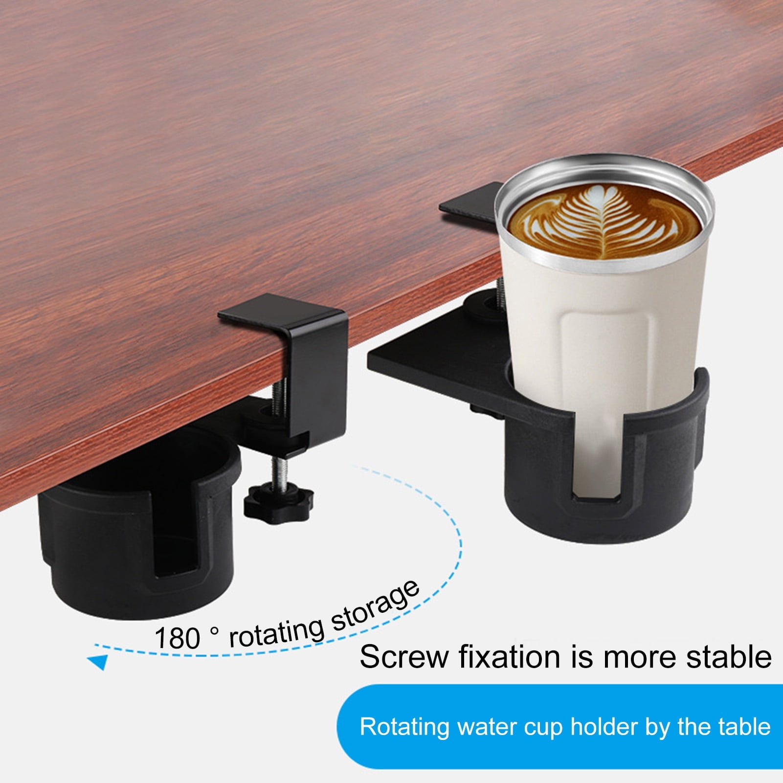 Soumake Under-Desk Cup Holder 180 Degree Rotating Anti-Spill Sturdy ...