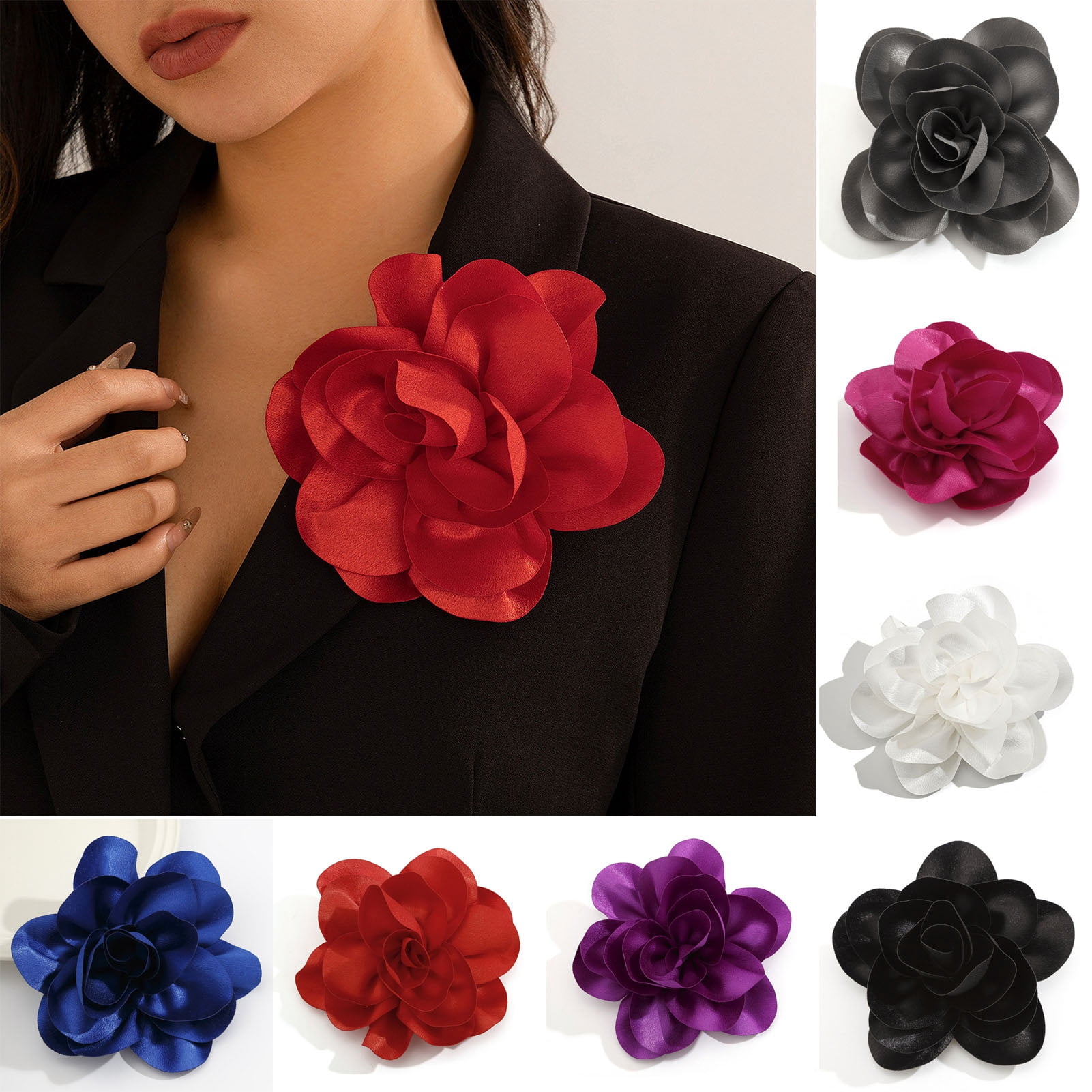 Soumake Women Corsage Brooch Fabric Flower Shape Anti-slip Suit Coat ...
