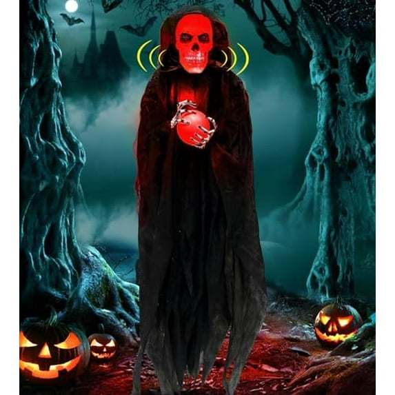 Sound Activated] 65" Hanging Skeleton Halloween Decorations Outdoor ...